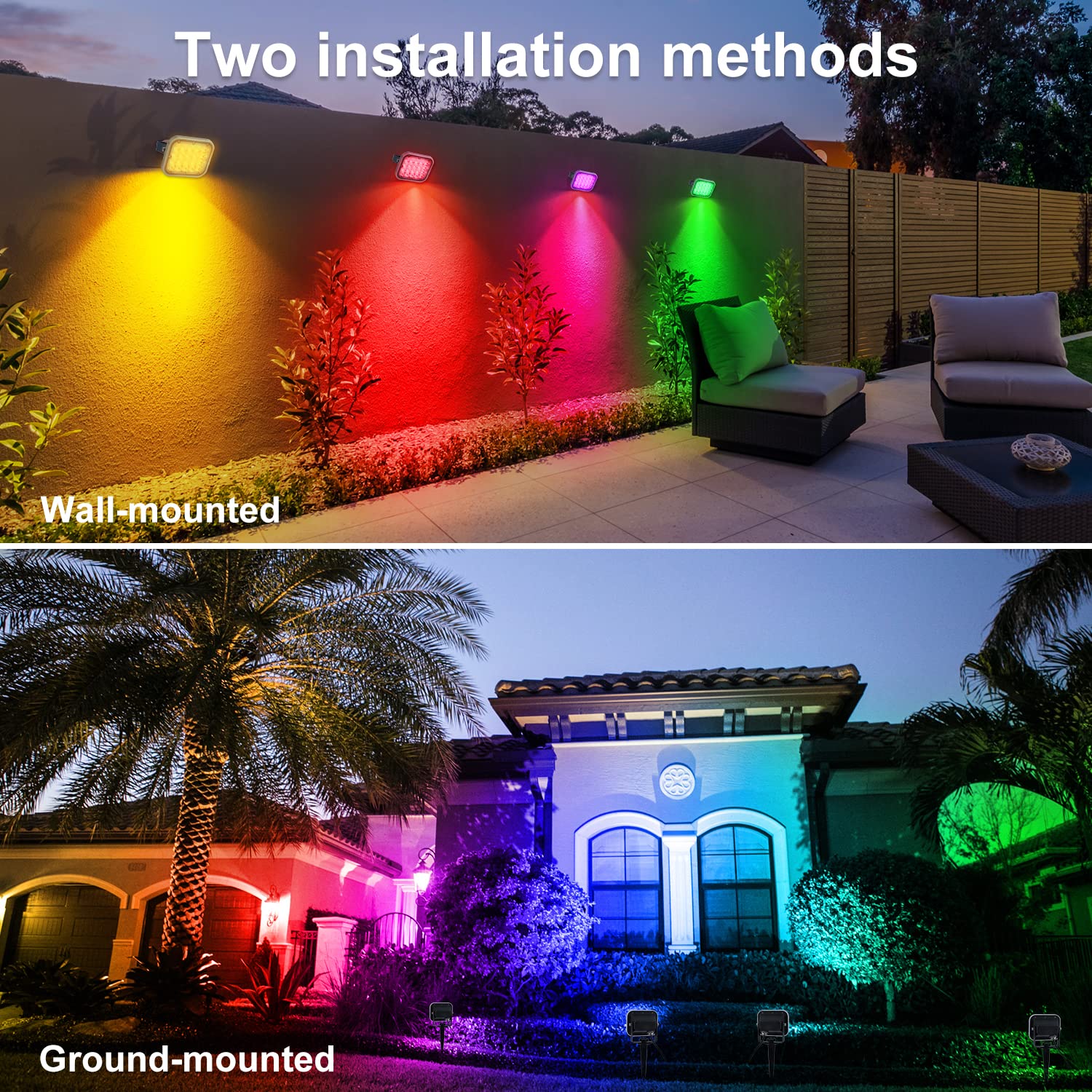 Landscaping Lights 6-Pack RGB Outdoor Spotlights With Transformer ...