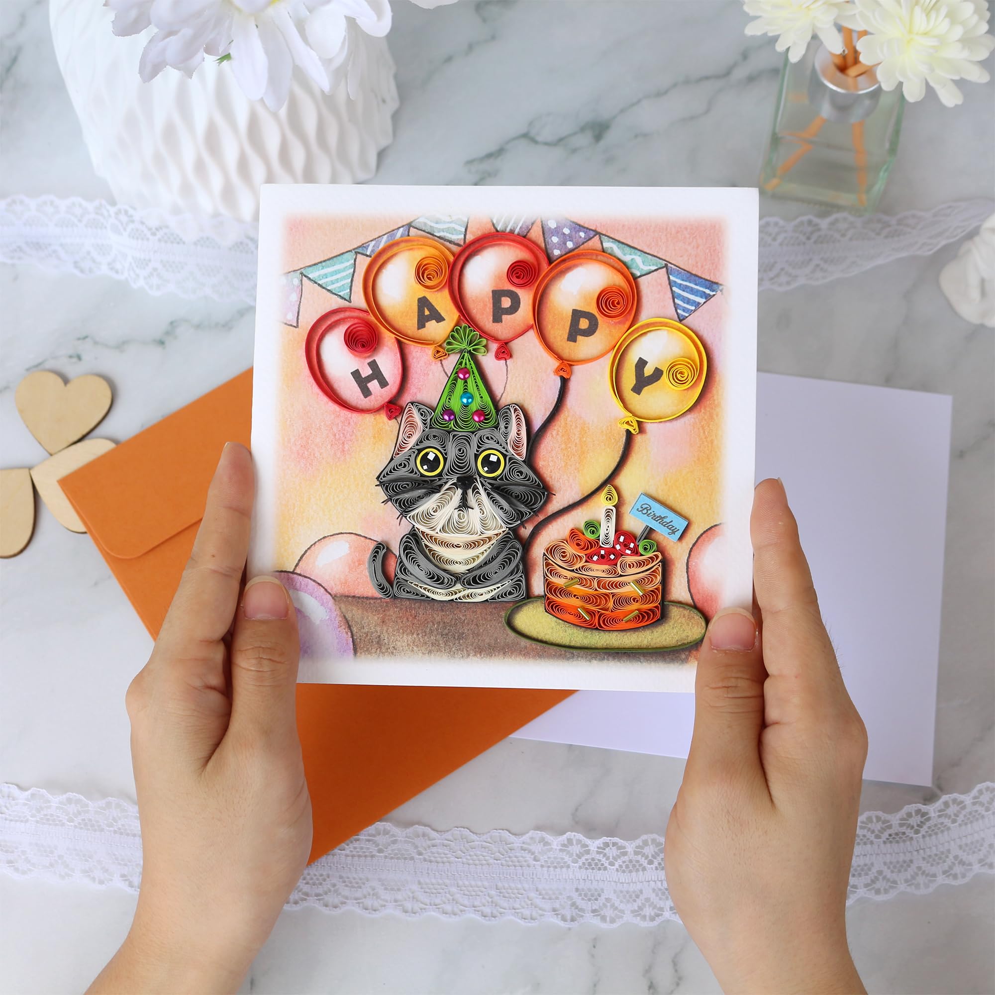 Quilling Birthday Cards For Men Quilled Flowers In Envelope Birthday