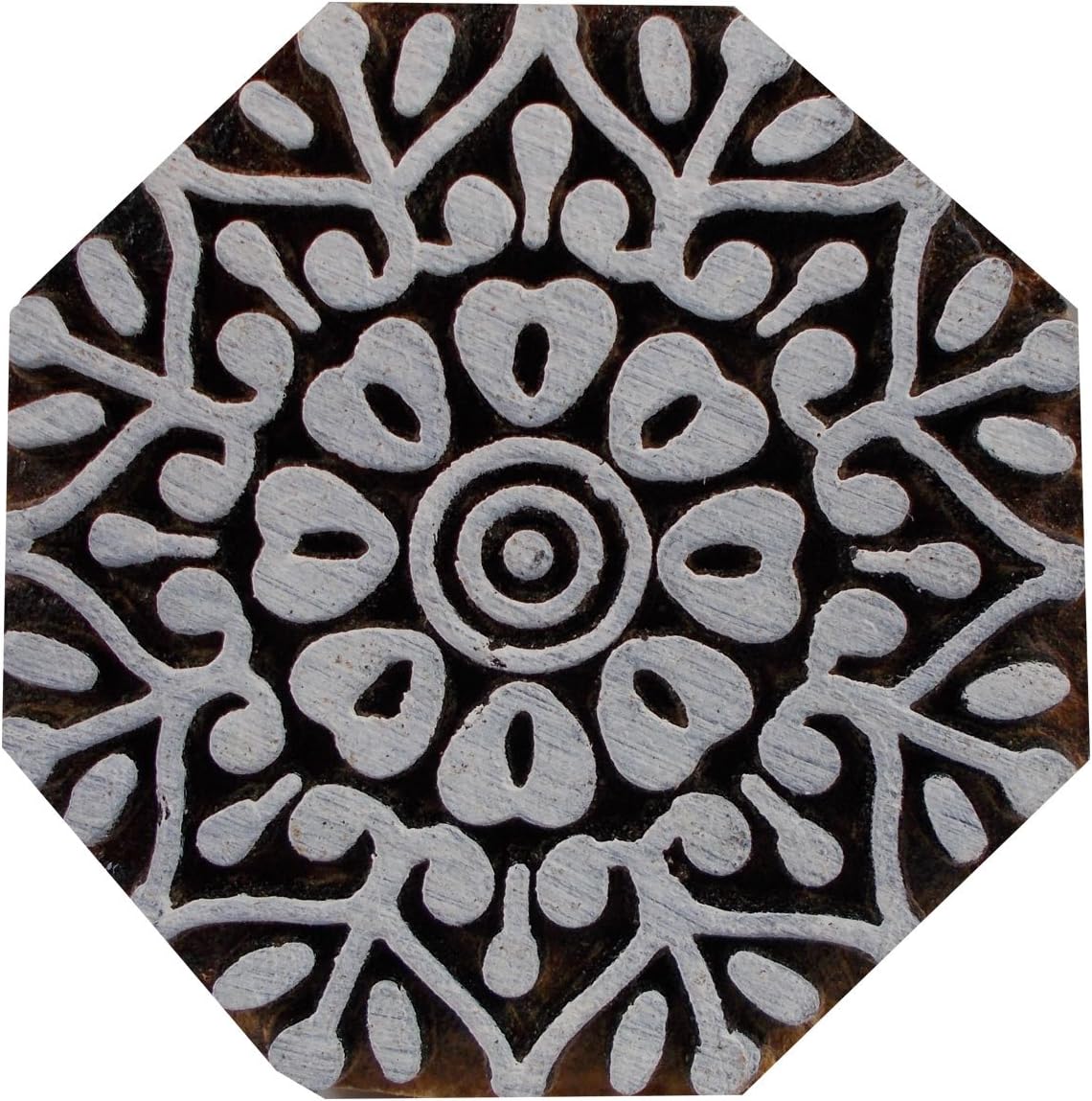 Amazon.com: Octagon Floral Motif Printing Blocks Indian Wooden Stamps ...