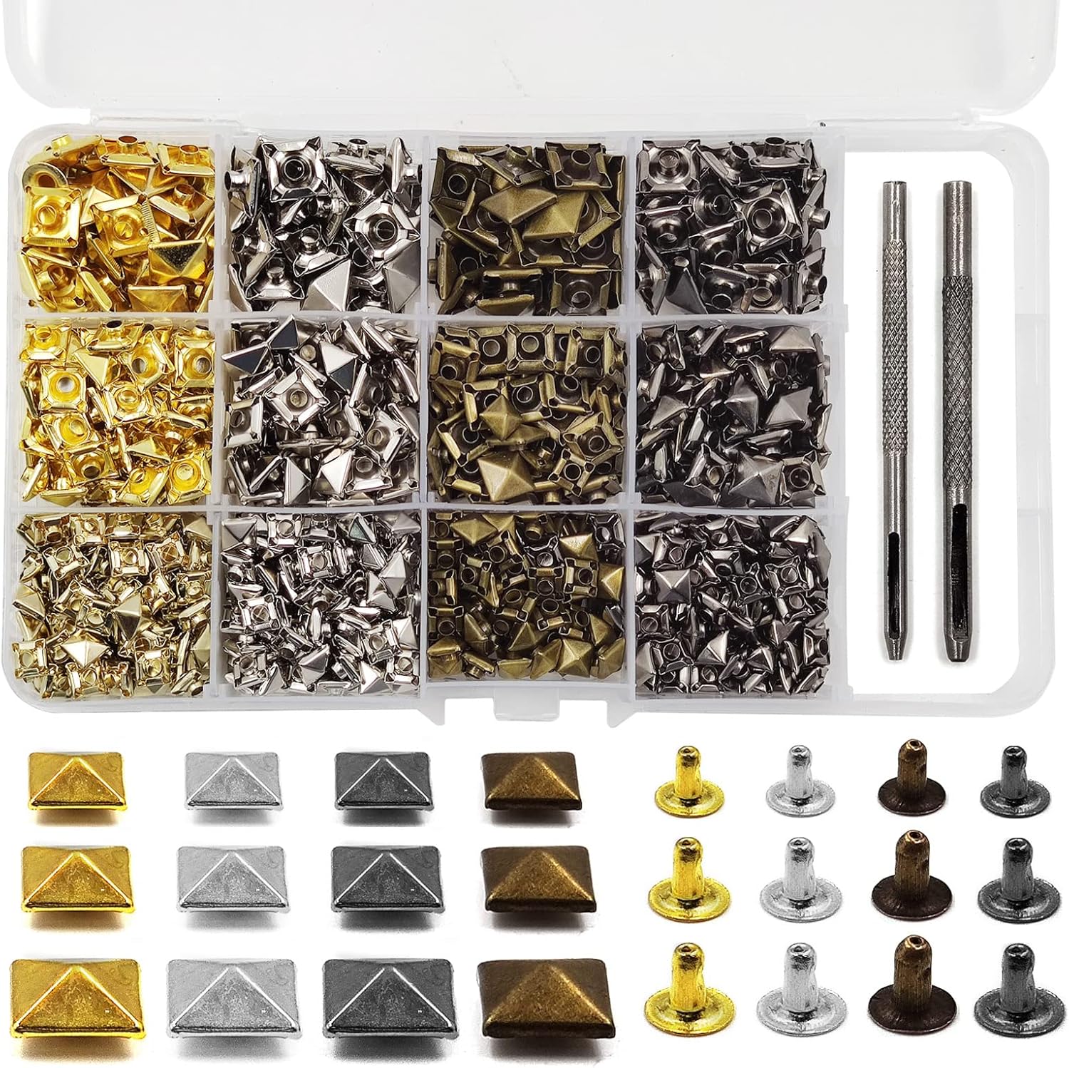 Amazon.com: Leather Rivets Kit, AngelaKerry 240 Sets Four-Jaw Square ...