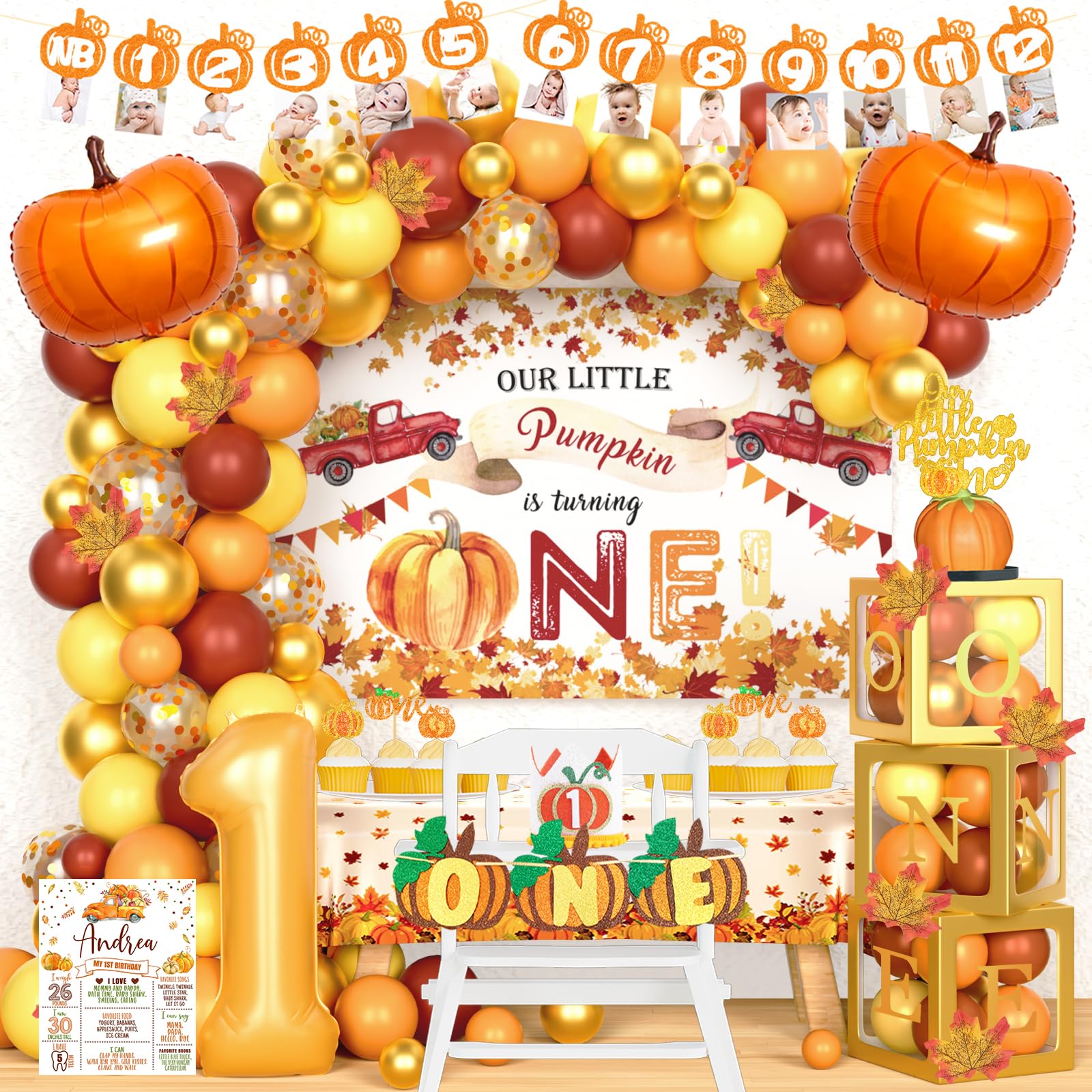 Amazon.com: Hombae Our Little Pumpkin Is Turning One Decorations ...