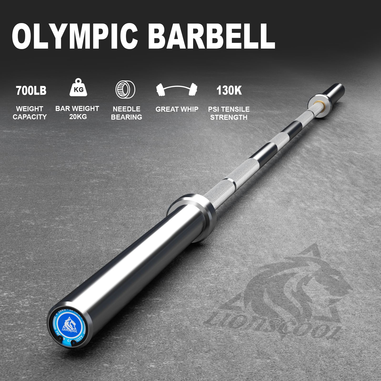LIONSCOOL 7ft Olympic Bar for Weightlifting and Power Lifting, 2 Inch ...