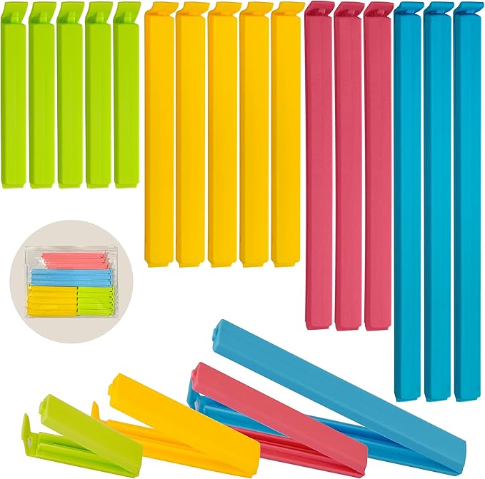 16 Pcs Sturdy Food Bag Clips for Food Storage Bags in 4 Sizes & 4 ...
