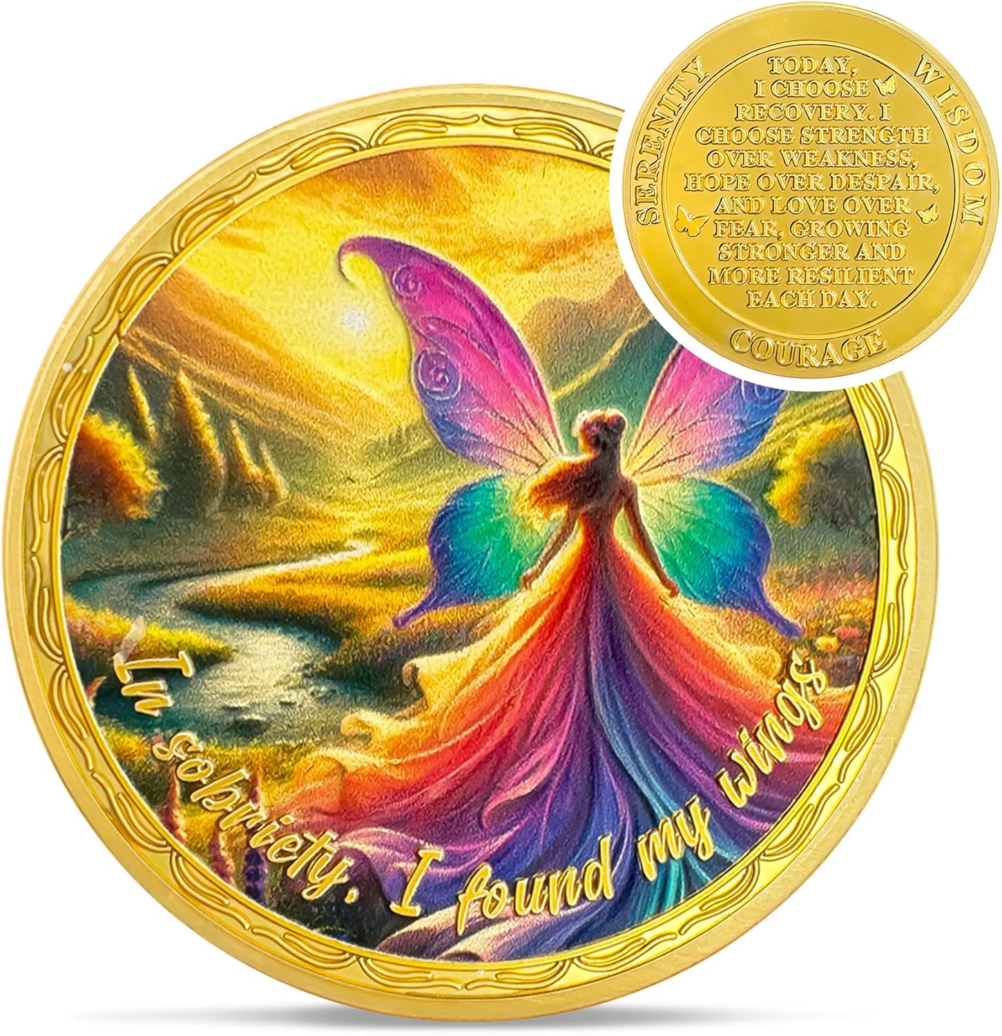 Amazon.com : Affirmation Sunlight Fairy Sobriety Coin - Mountains ...