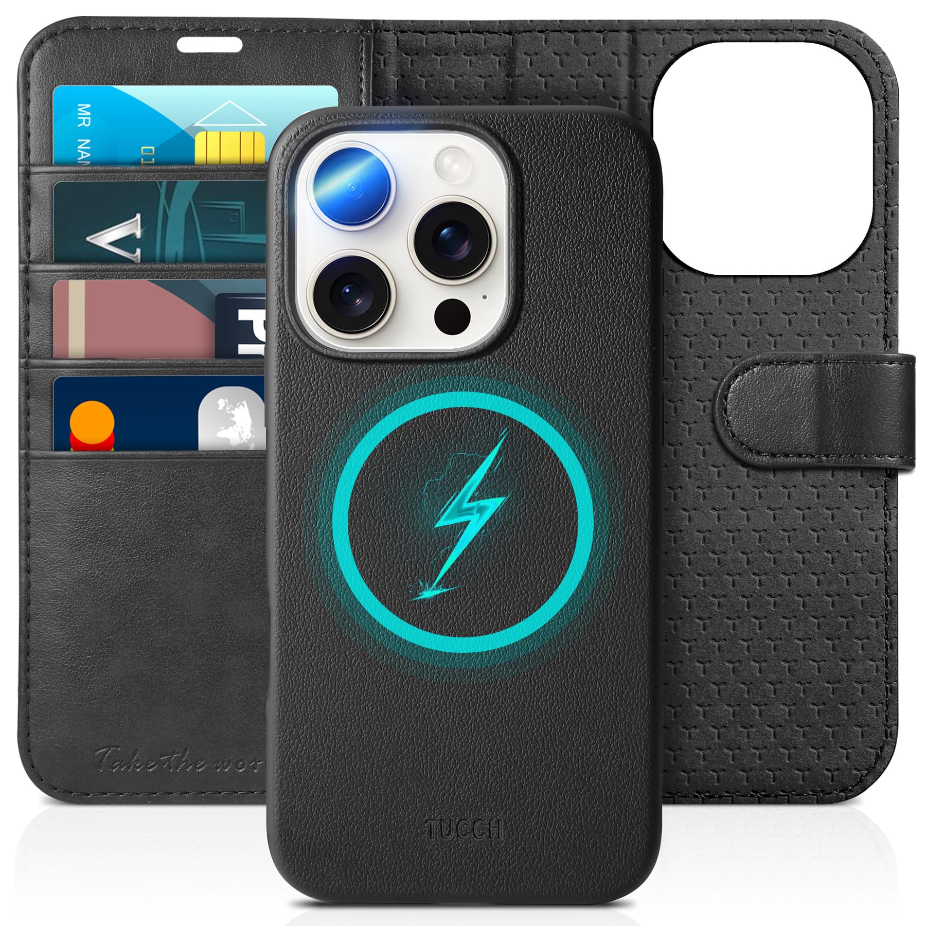 TUCCH Case Wallet for iPhone 16 Pro 5G, PU Leather Magnetic Detachable ...