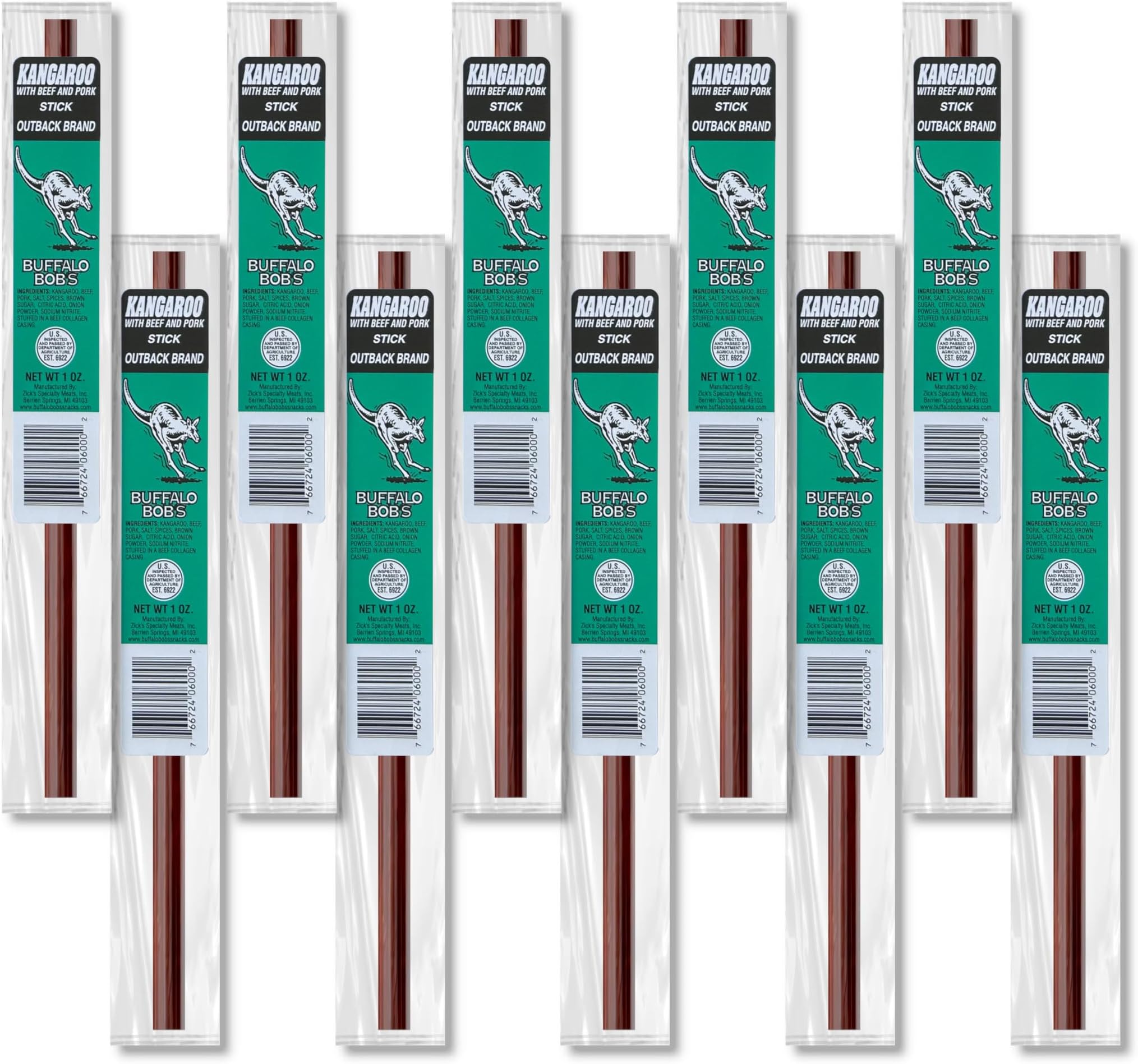 Amazon.com: Wild Game Beef Jerky- Kangaroo Outback Stick 10 Pack ...
