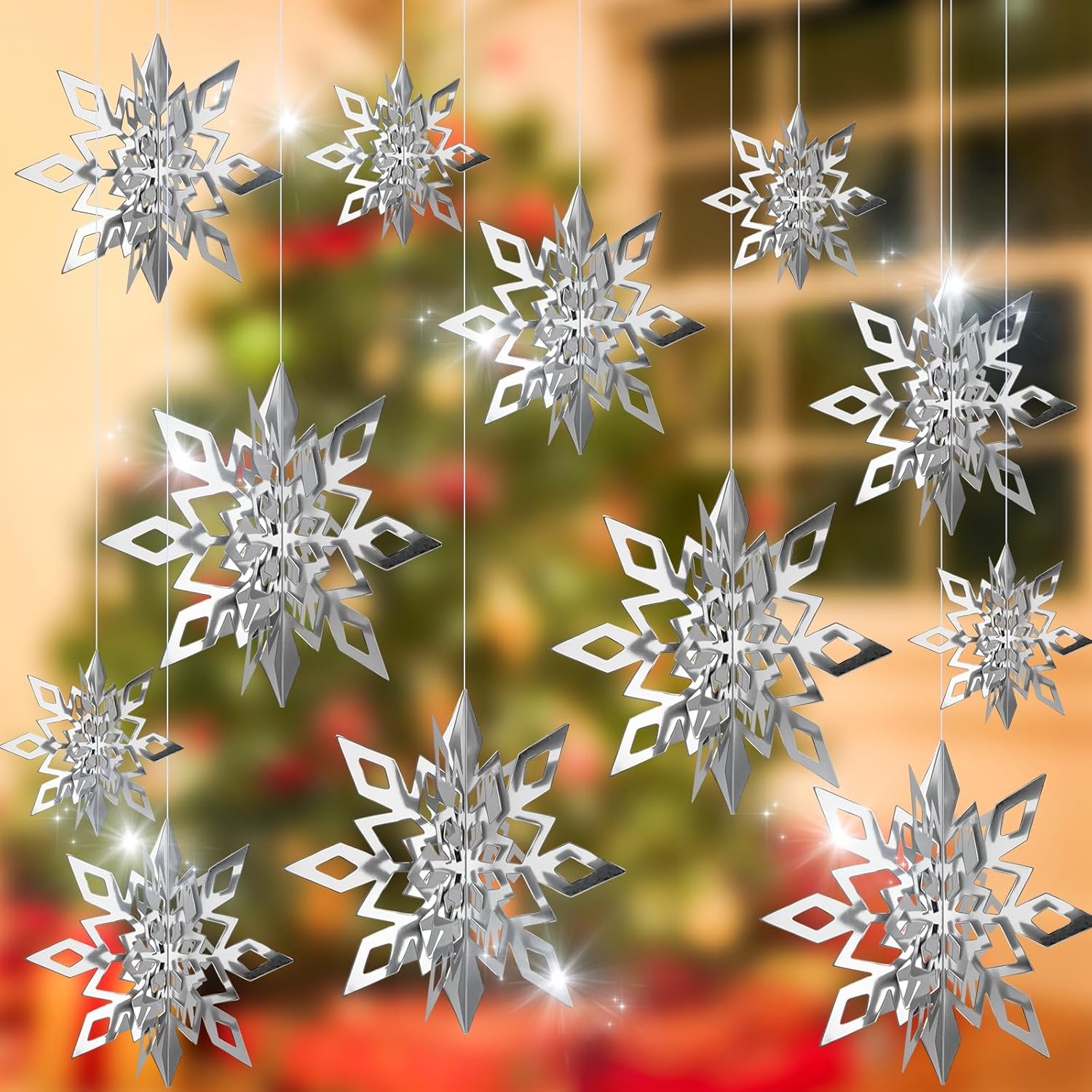 Amazon.com: Meetcolor Christmas Hanging Snowflakes Decorations ...