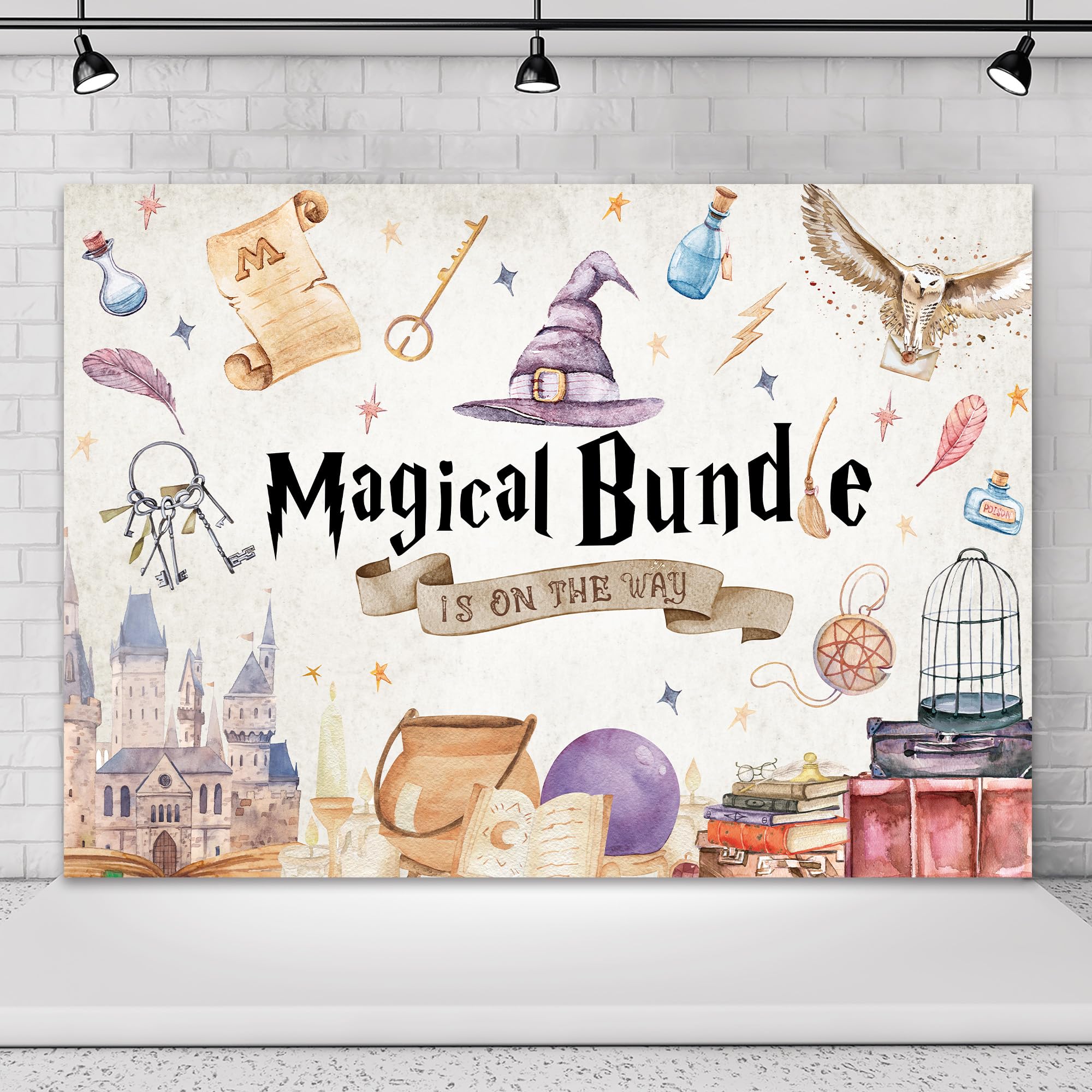 Amazon.com : Omifly Wizard Baby Shower Backdrop 7Wx5H A Magical Bundle ...