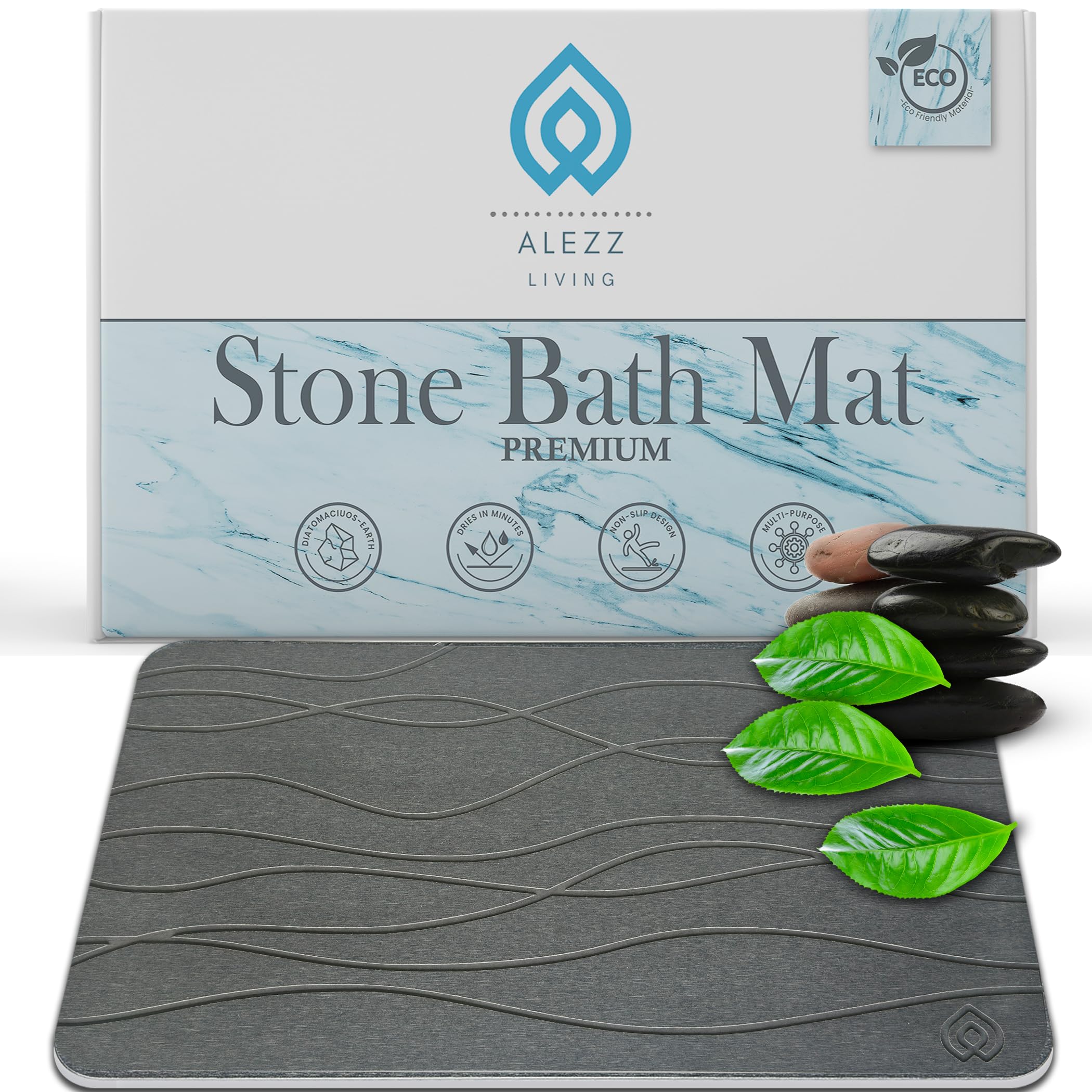 Stone Bath Mat Large, Non-Slip Diatomite Stone Mat, Quick Drying Bath ...