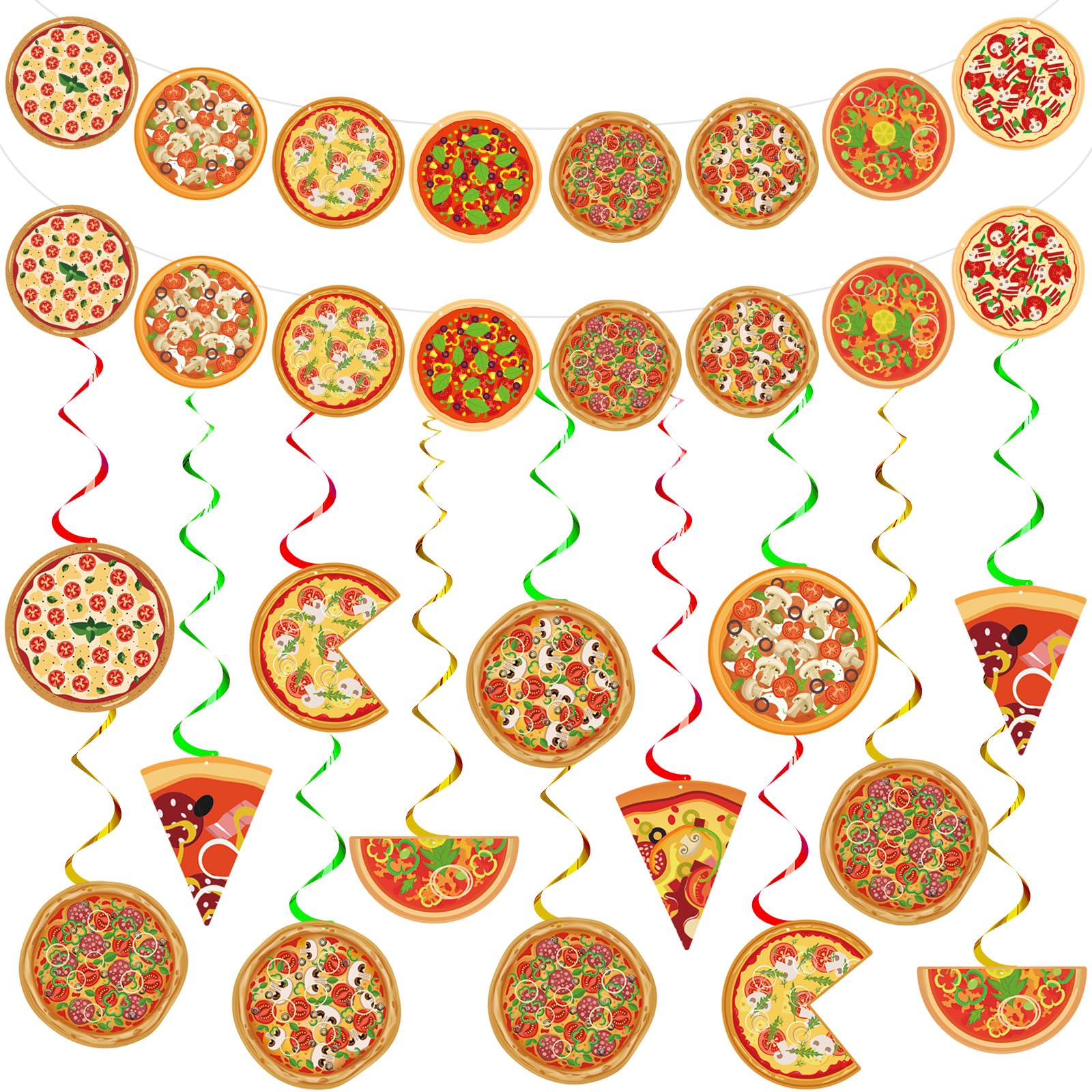 Amazon.com: Halloscume 50 Pcs Pizza Party Decorations 48 Pcs Pizza ...