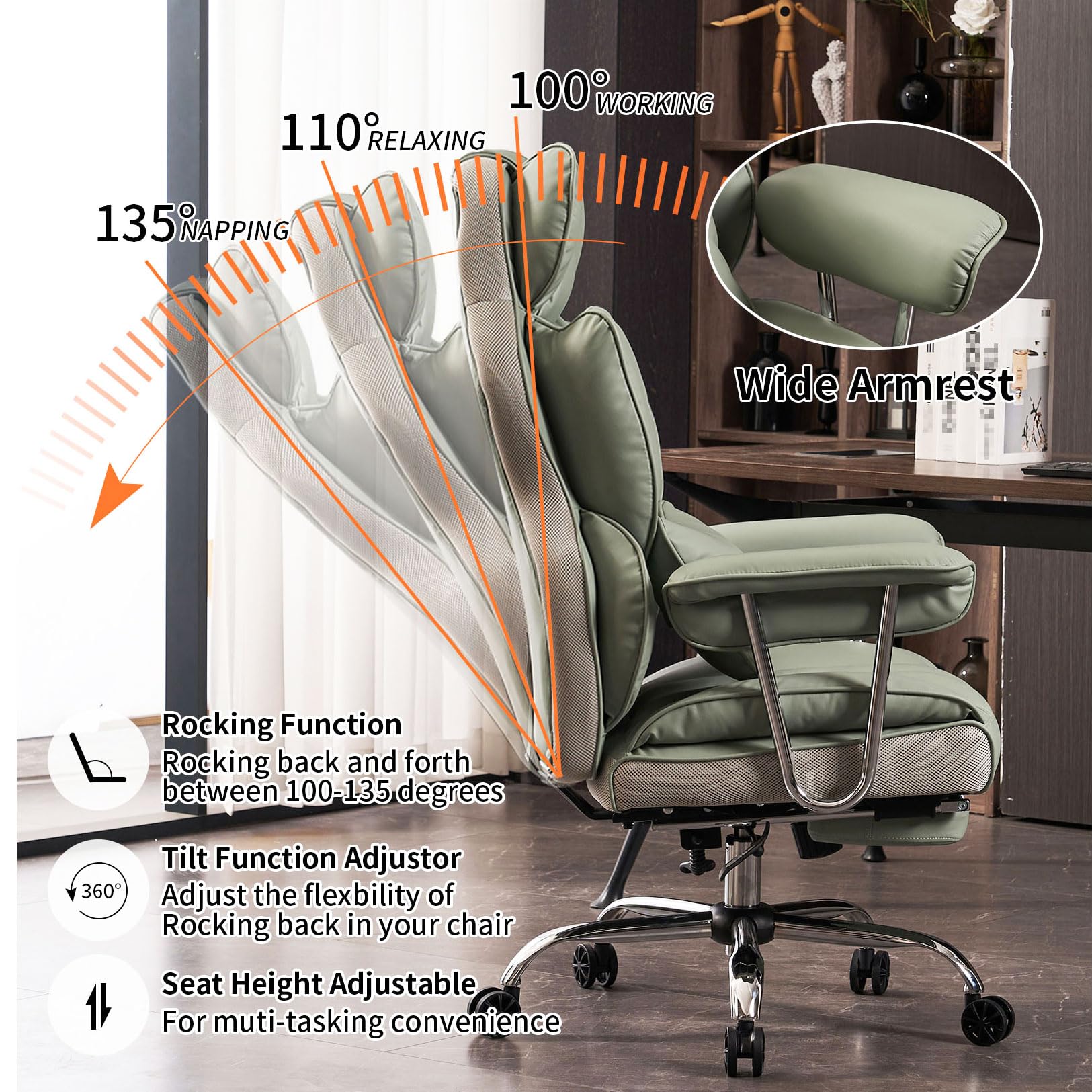 Snapklik.com : Efomao Big And Tall Office Chair 400lbs - Executive ...