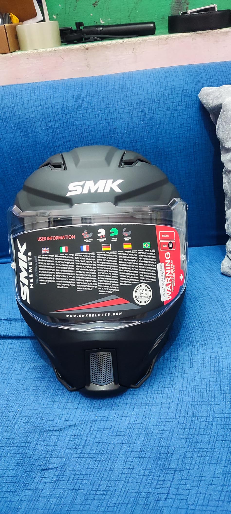 SMK Agnar Full Face Helmet, Dual Visor, Clear Pinlock 70 Ready, ISI ...