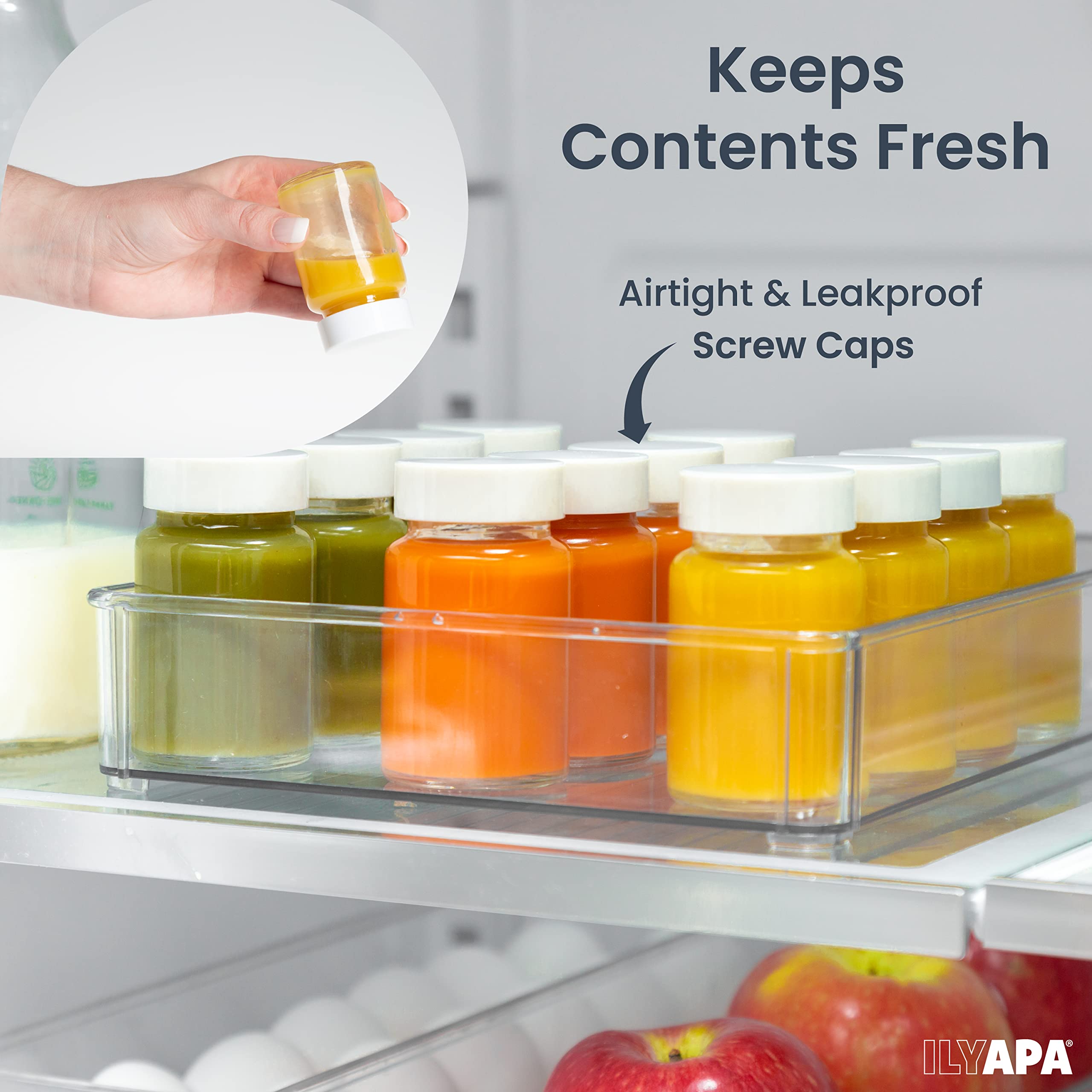 Snapklik.com : Ilyapa Glass Juice Shot Bottles - 8 Pack 4oz On The Go ...