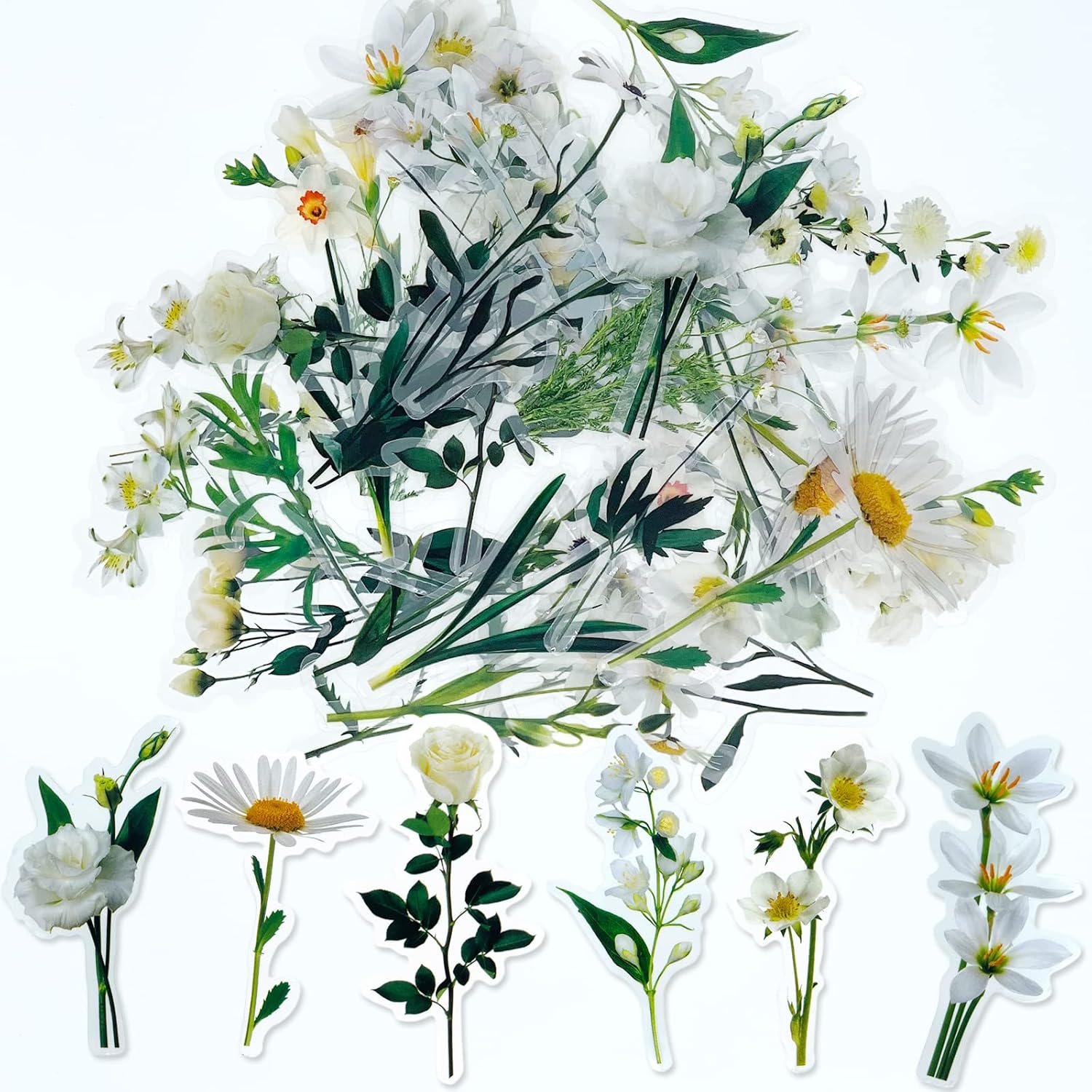 ExceLife Retro Floral Stickers Set, Self-Adhesive PET Transparent ...