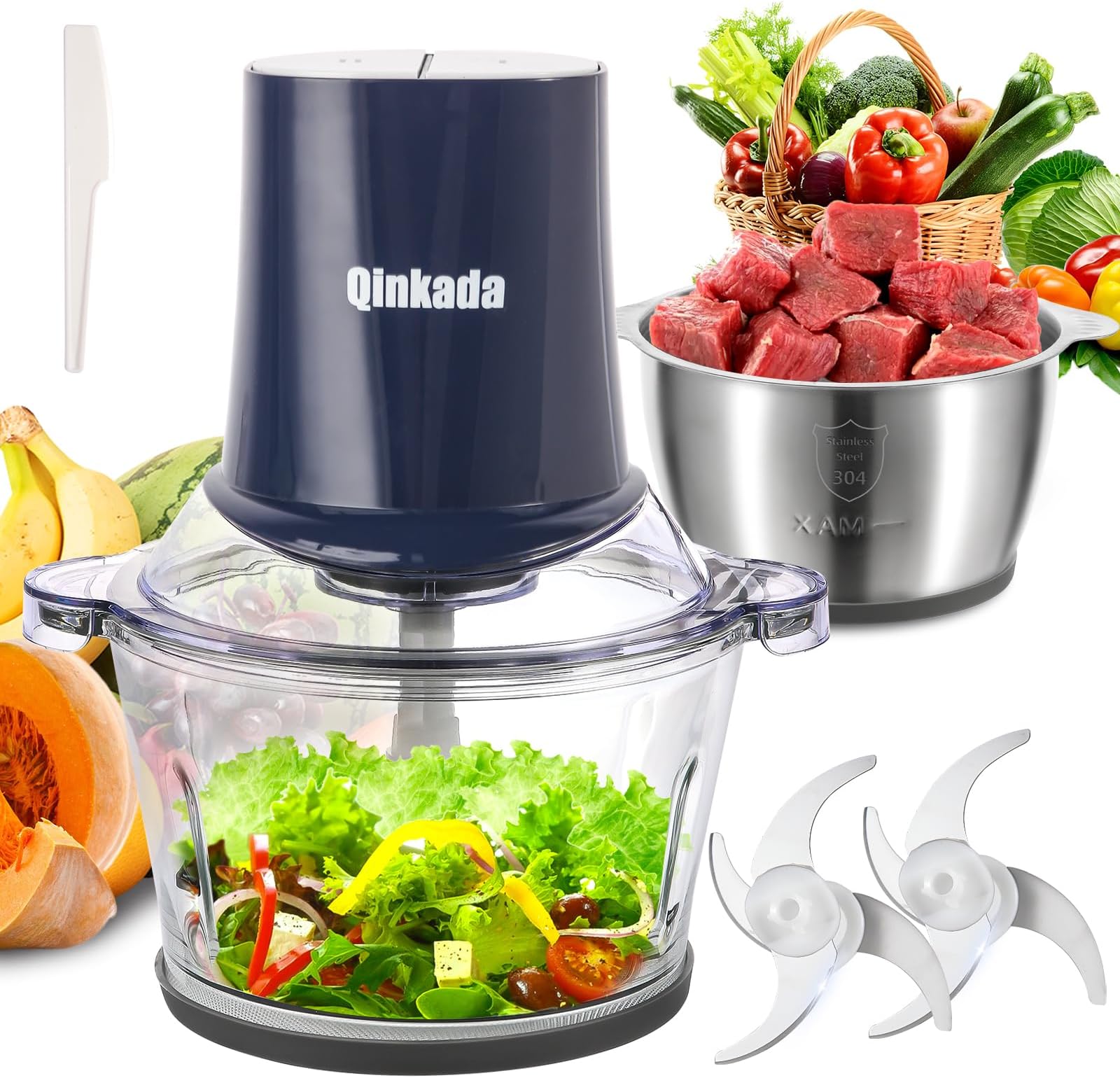 Amazon.com: GANIZA Food Processors, Electric Chopper with Meat Grinder ...