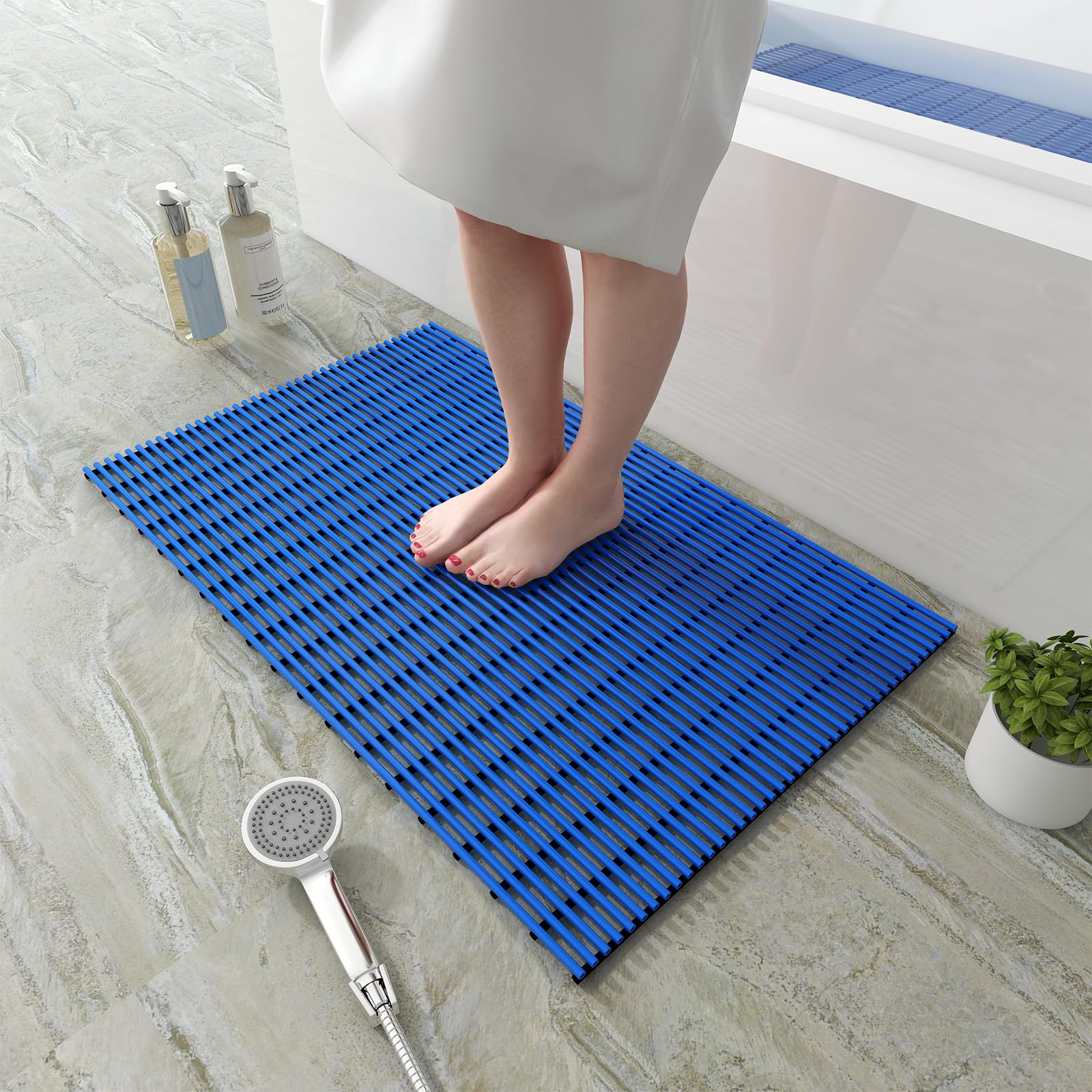 Amazon.com: Shower Mat Non Slip Bathtub Mat, PVC Bathroom Mat, Sturdy ...