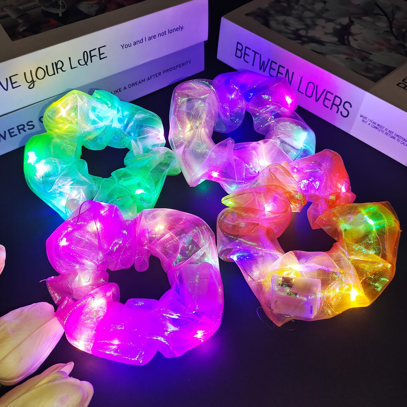 Amazon.com : 4 Pcs Light Up Mermaid Scrunchies, LED Hair Scrunchy for ...