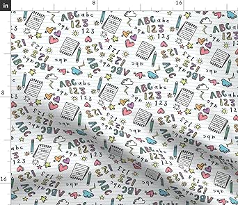 Amazon.com: School Doodles Fabric - ABC 123 Doodle (ILR) - Back to ...