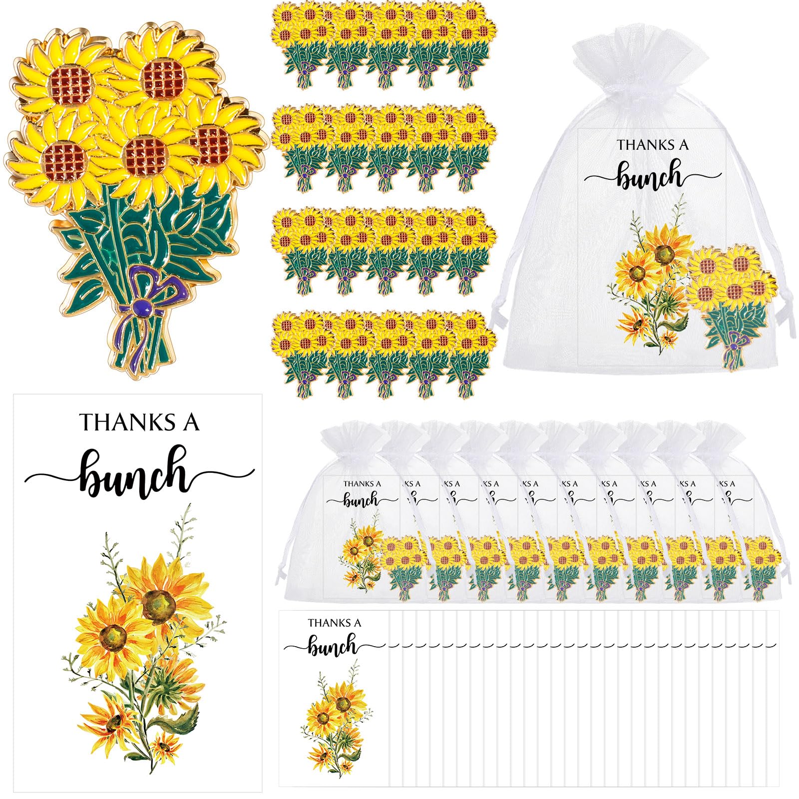Amazon.com: Havawish 25 Sets Sunflower Pins Thank You Gift for Women ...