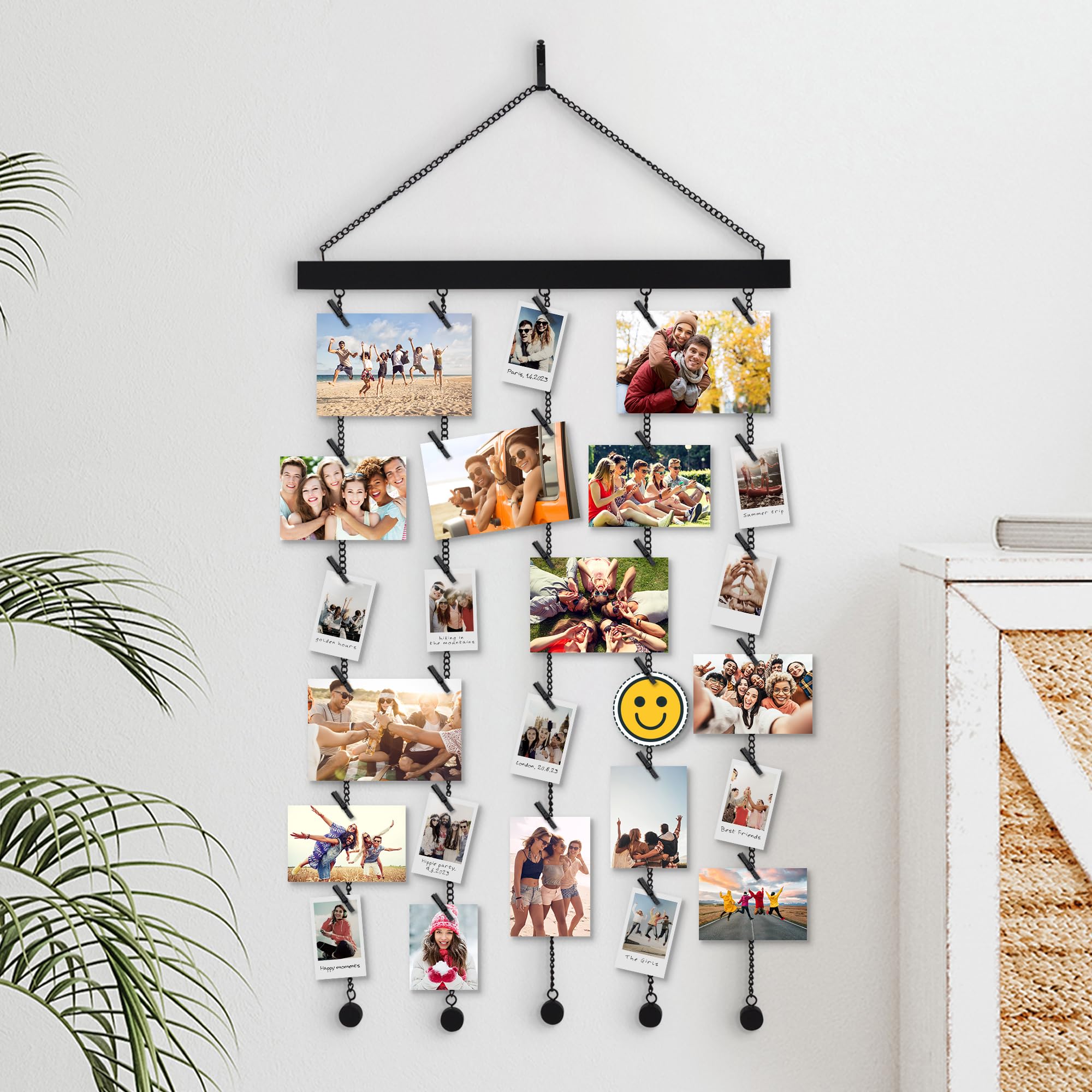 Americanflat Black Hanging Photo Display with Clips - 16" Engineered ...