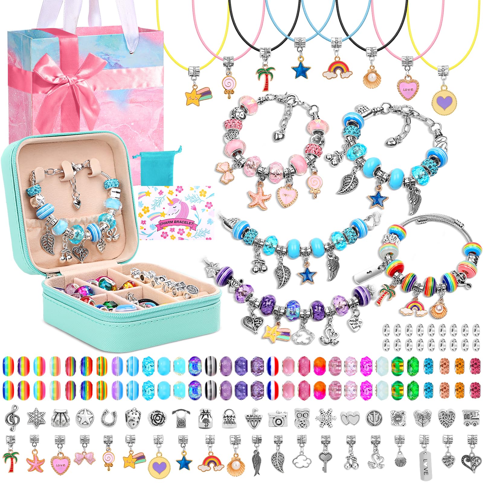 Amazon.com: Charm Bracelet Making Kit for Girls, Kids Charm Bracelet ...