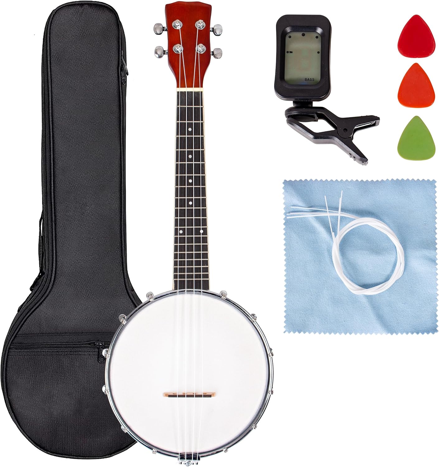 Amazon.com: LOMUTY 4-String Banjo Beginner Kit with Bag Tuner Strap ...