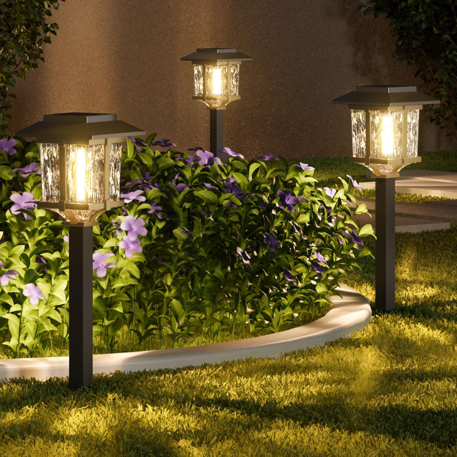 Smartyard Solar Warm White LED Pathway Lights Pack of 6, Bronze Finish ...