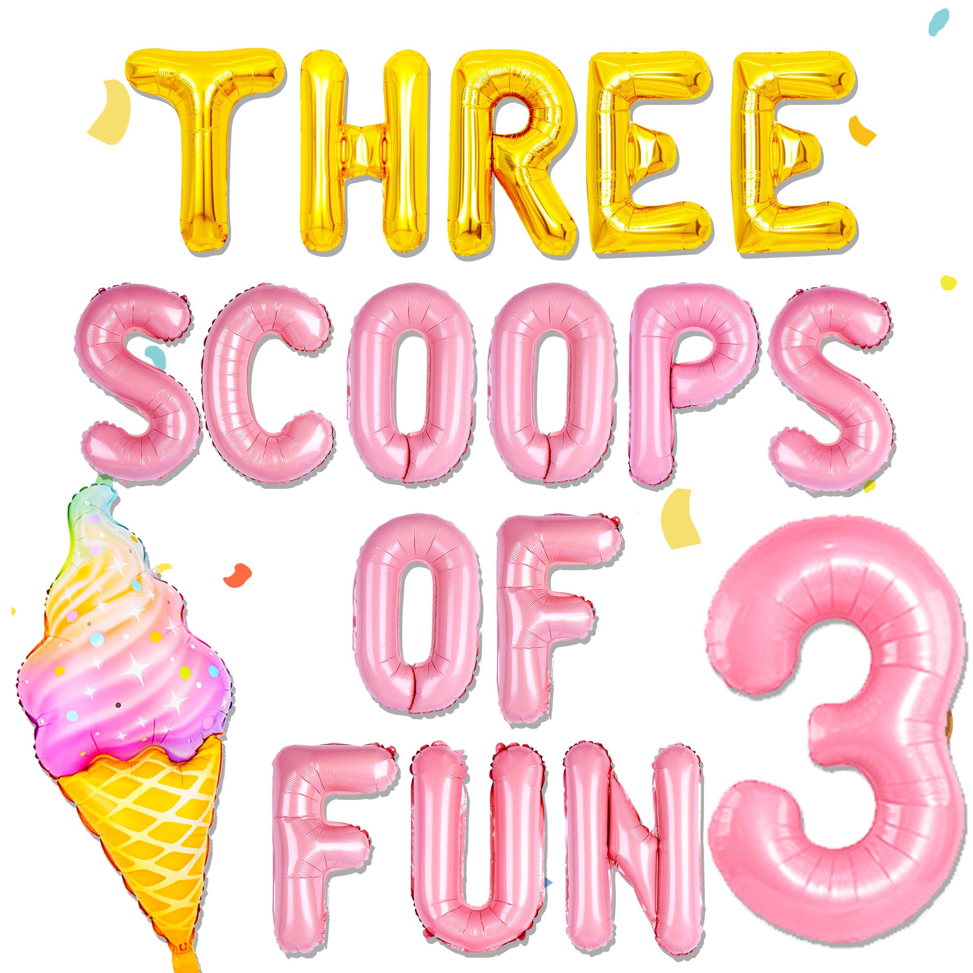 Amazon.com: Three Scoops of Fun Birthday Decorations for Girls Three is ...