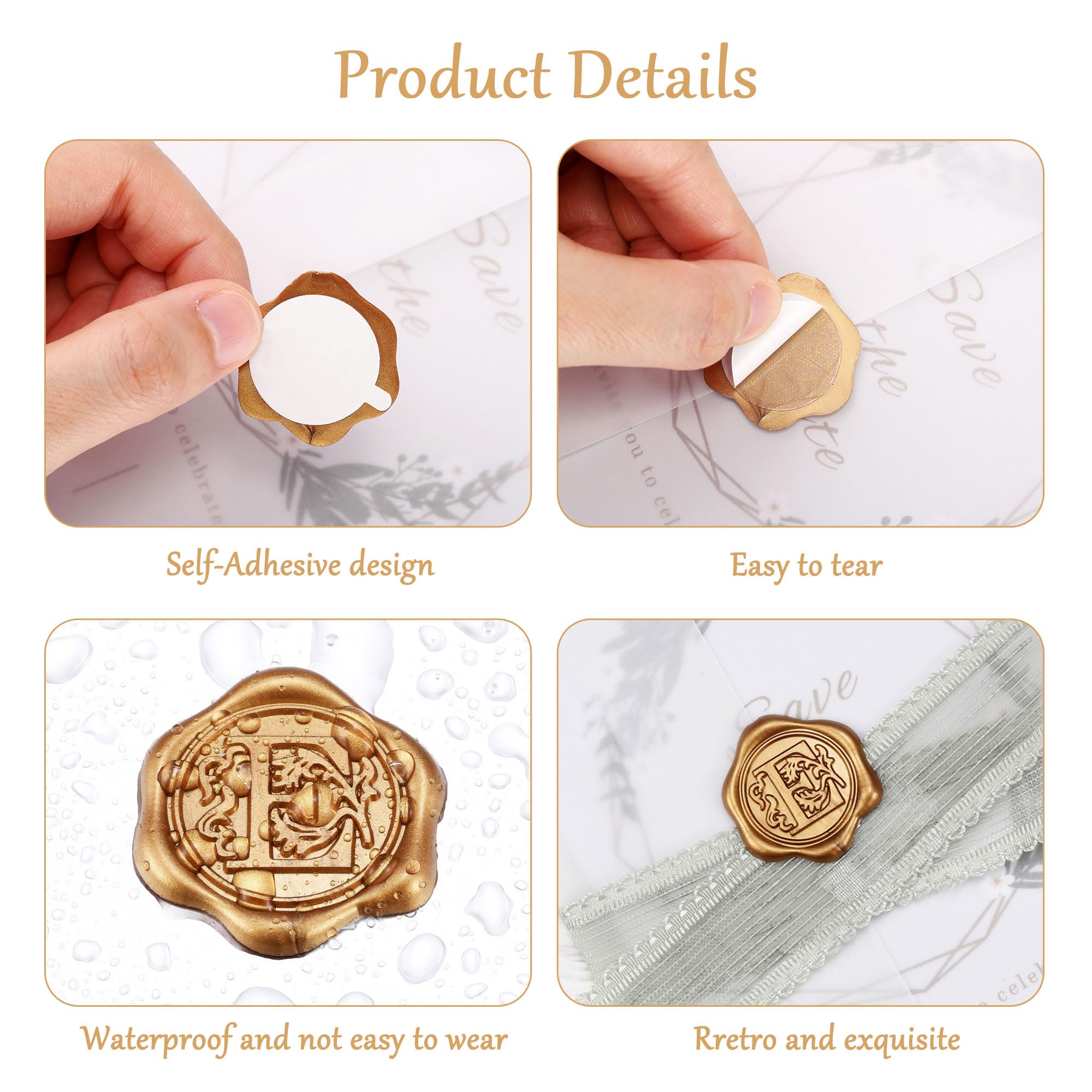 Snapklik.com : Yoption 50Pcs Initial P Wax Seal Stickers, Retro Antique ...