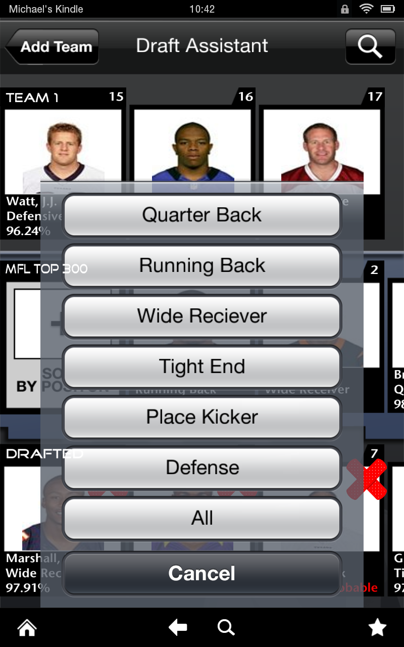 Aplicación Fantasy Football Draft Assistant en Amazon Appstore