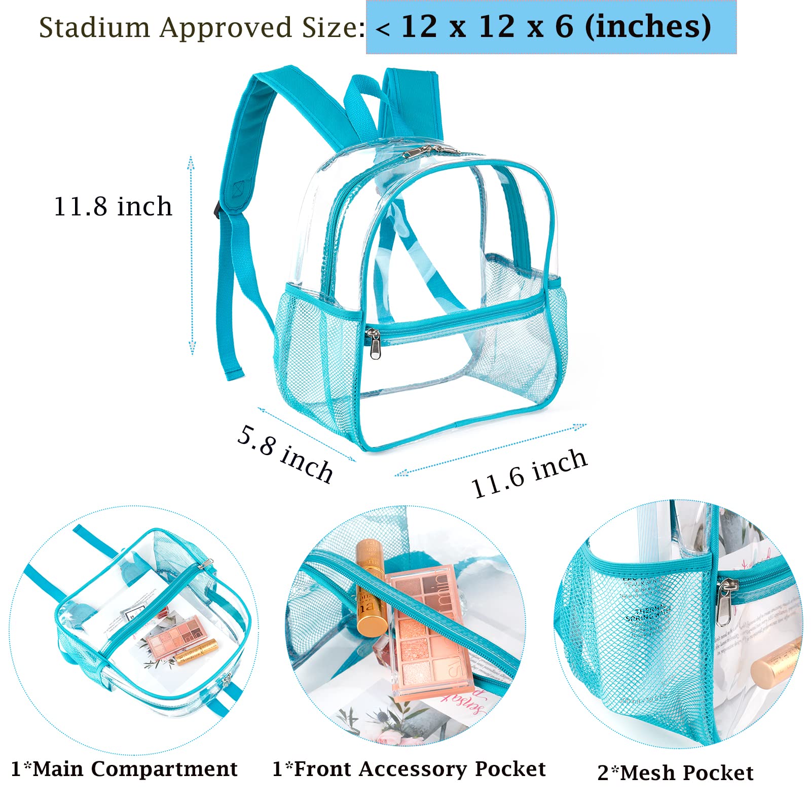 Snapklik.com : Fomaris Stadium Approved Clear Backpack 12x12x6, Small ...