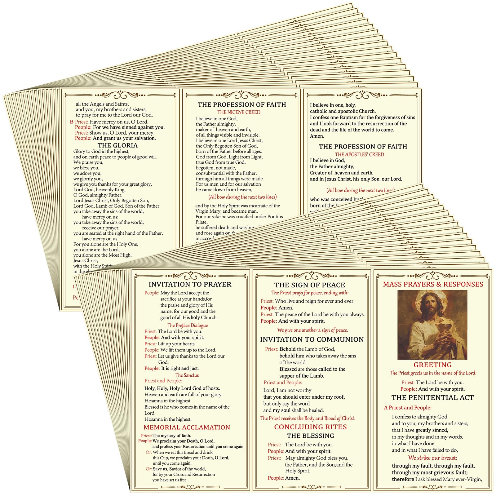 Amazon.com: Motiskyy 50 Pcs Catholic Mass Prayer Card and Responses ...