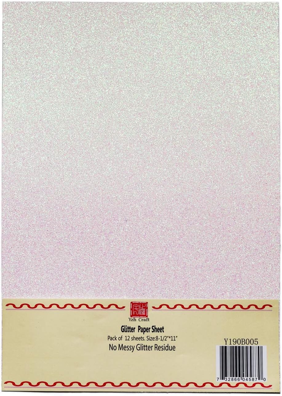 YZH Crafts Glitter Cardstock Paper, No-Shed Shimmer Glitter Papers, Cut ...
