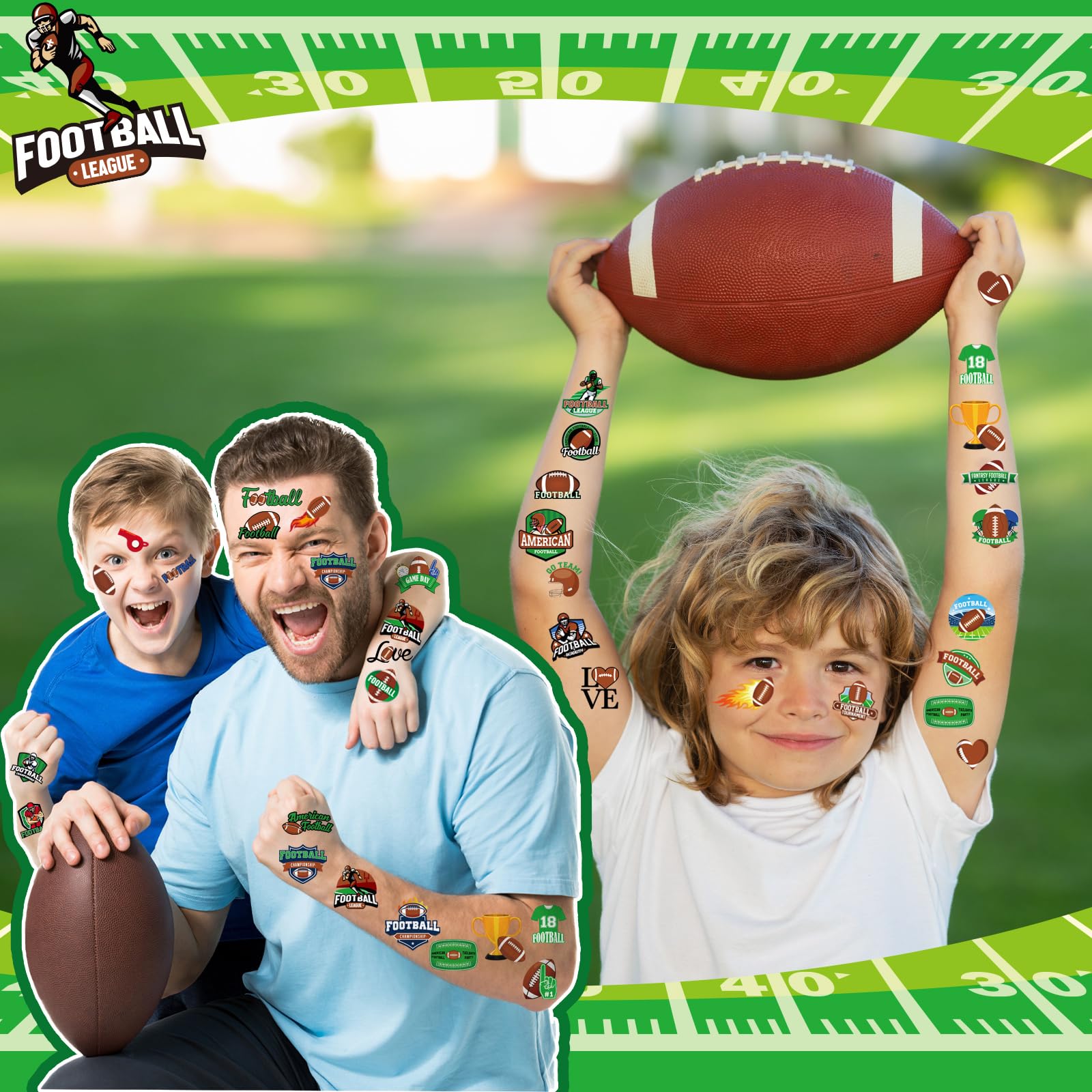 Snapklik.com : Over 460 Pieces Football Temporary Tattoos Sports Themed ...