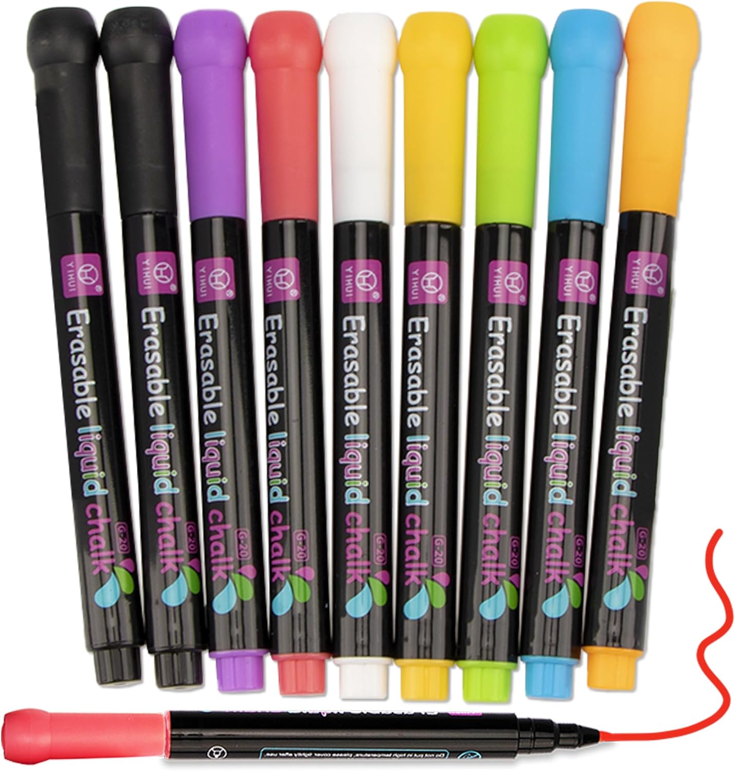 YUNAI Liquid Chalk Pens for Blackboards, 9PCS Chalk Markers Wipeable for Chalkboard and Glass ...