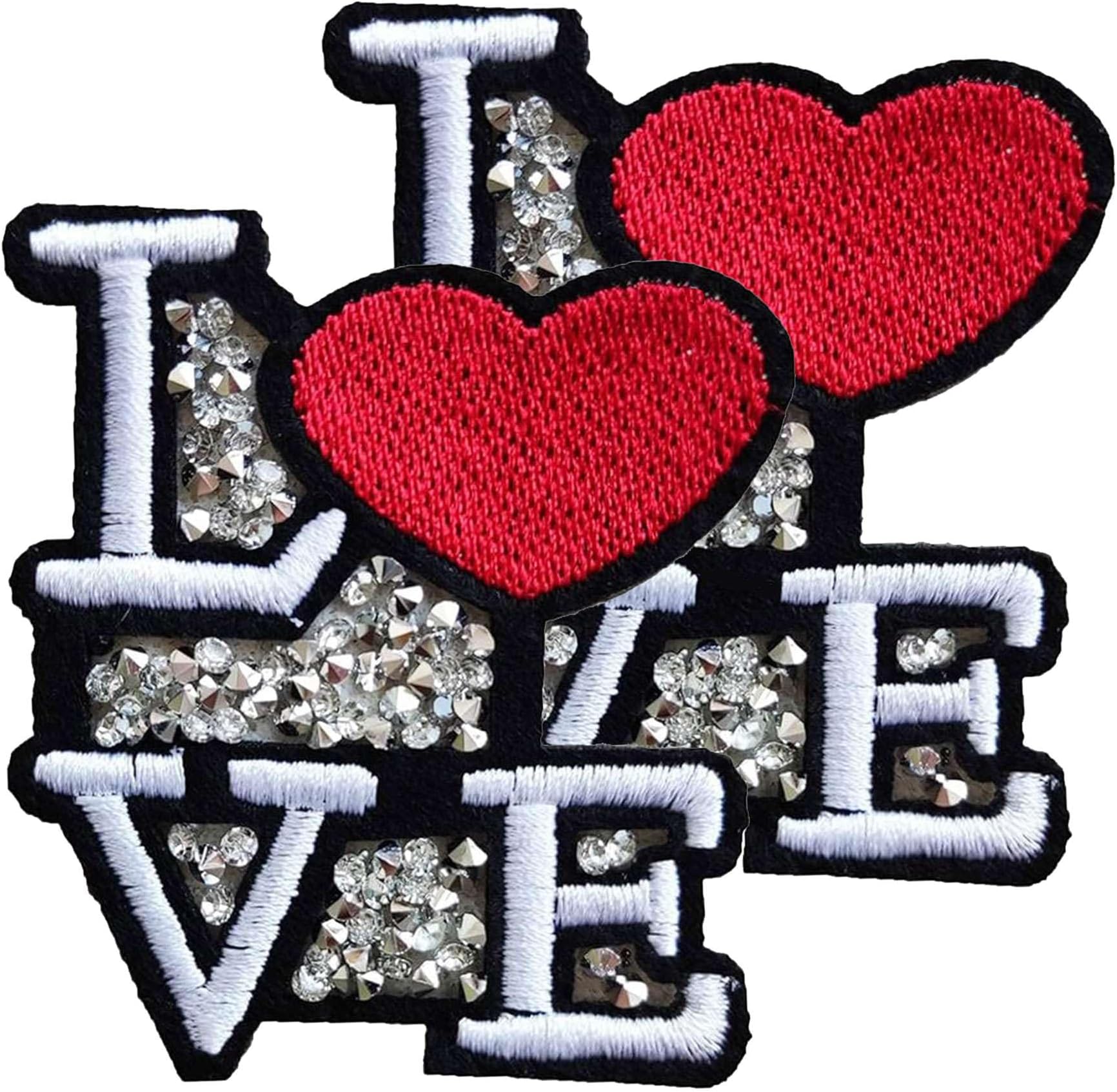 Amazon.com: Cute Big Sequins Heart Love Patch, Bing Purple Word Love ...