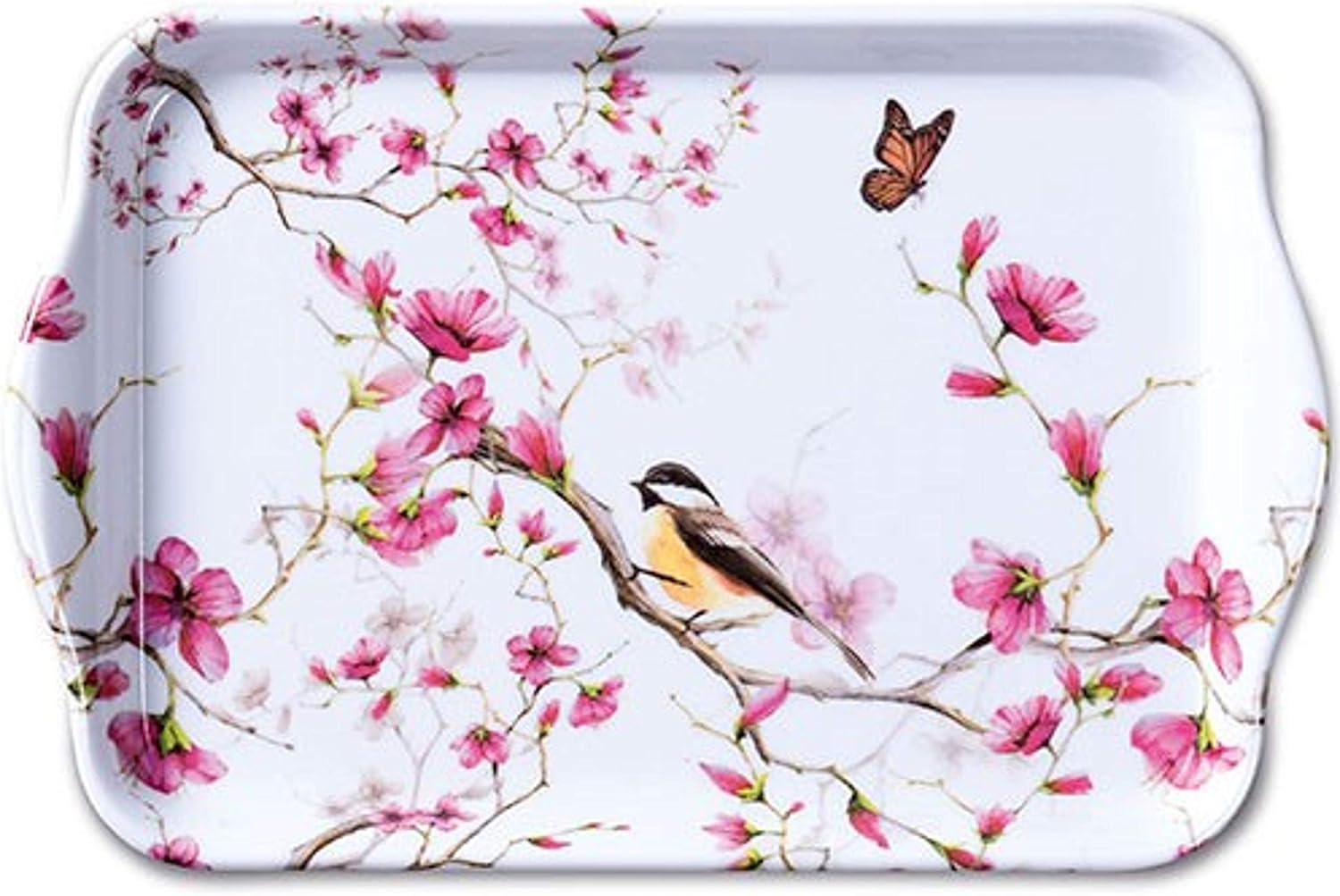Ambiente Bird & Blossom White Individual Melamine Tea Tray 21cm x 13cm ...