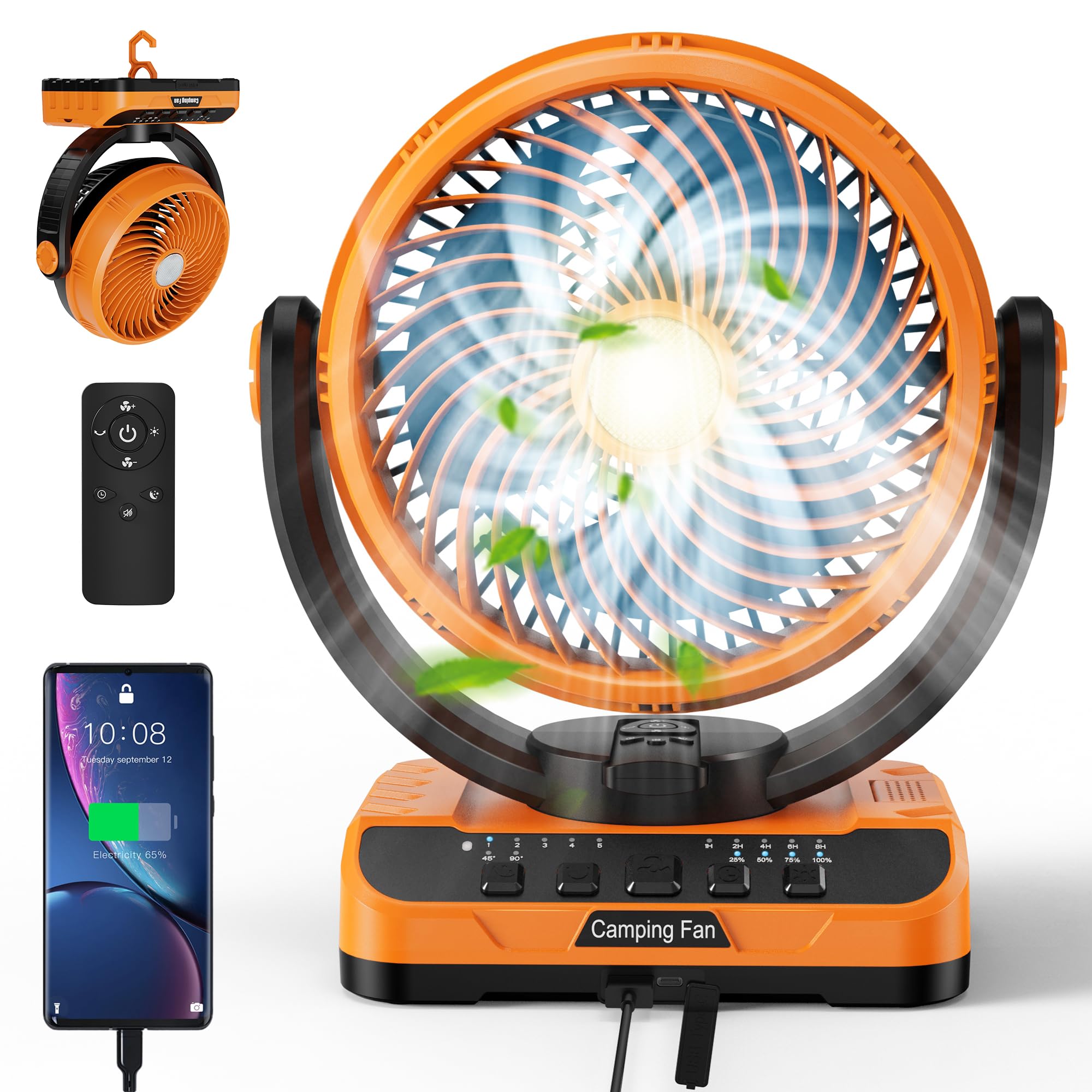 Amazon.com: 40000mAh Battery Operated Fan Remote & Oscillating ...