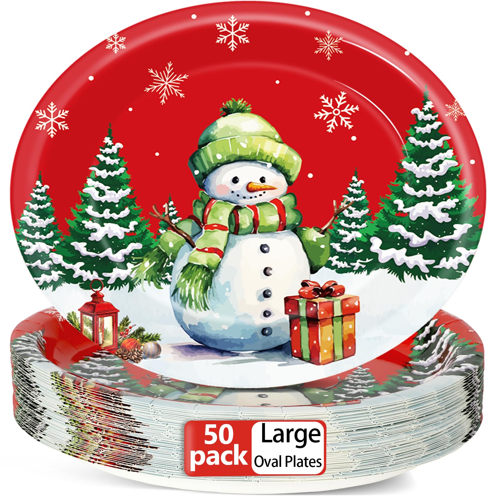 Amazon.com: Lonfliness 50Pcs Christmas Snowman Plates Disposable Paper ...