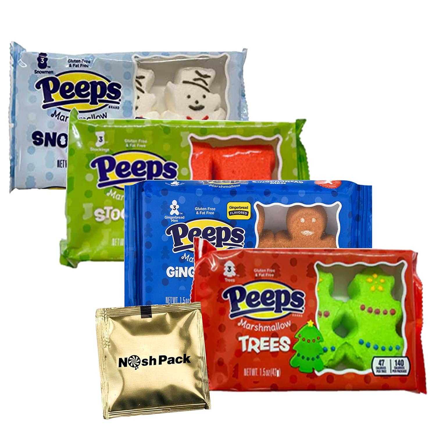 Buy Peeps Christmas Marshmallow Candy Assortment, 4 Pack Gingerbread ...