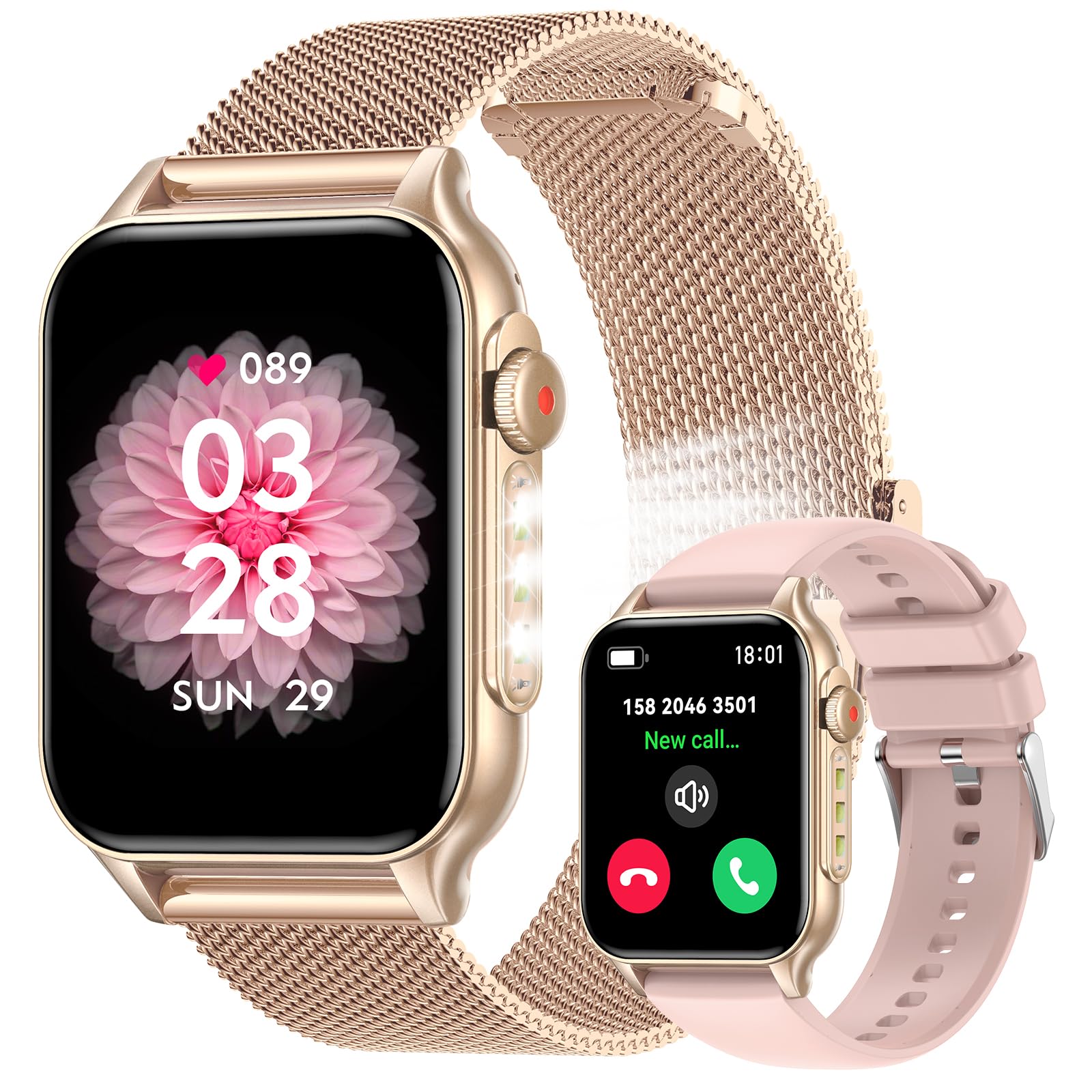 Smart Watches for Women (Answer/Make Call) with LED Flashlight, 1.96 ...