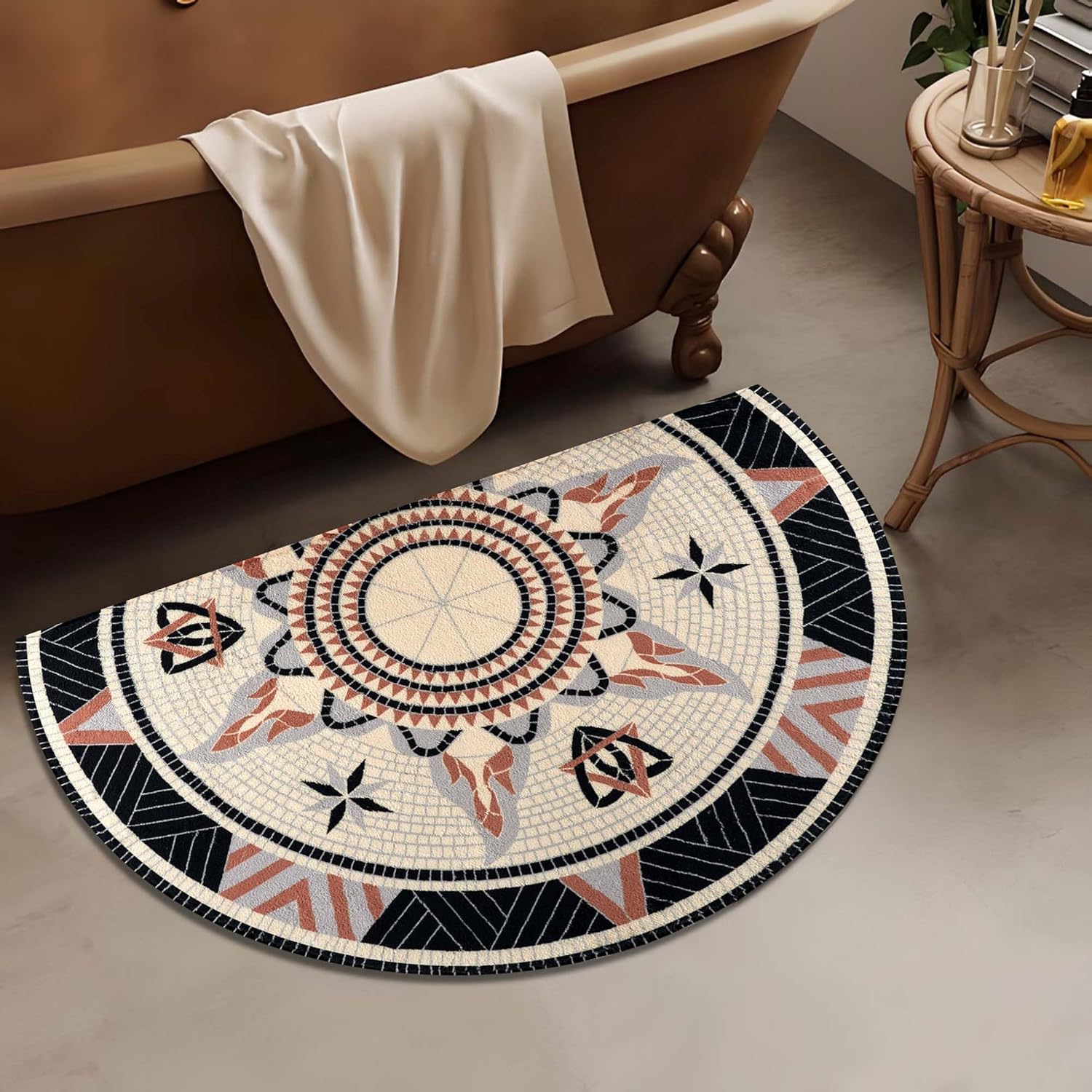 Amazon.com: Half Circle Boho Bathroom Rugs Imitation Cashmere Bath Mats ...