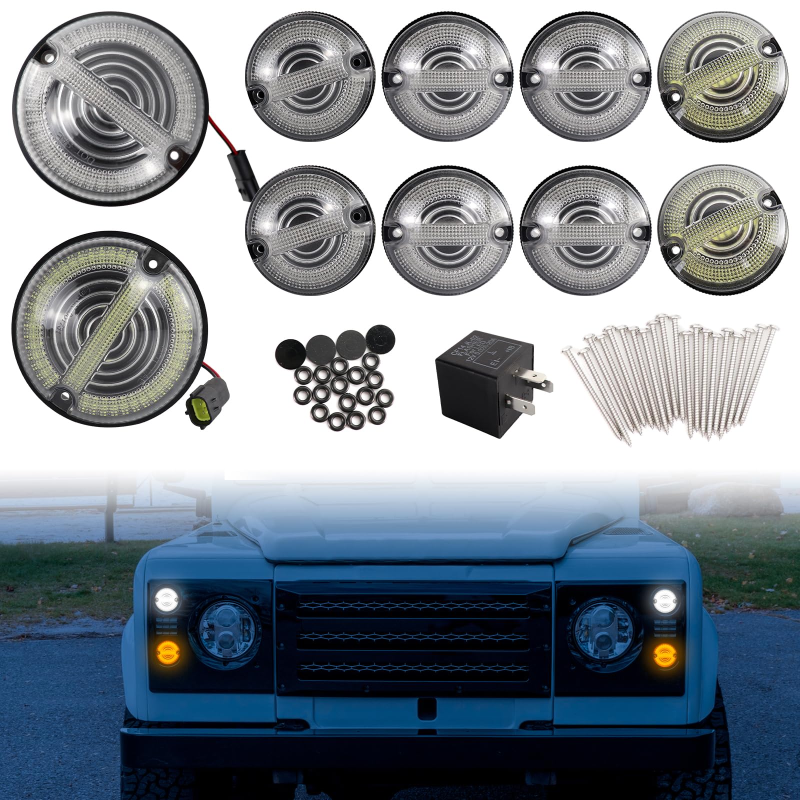 Land Rover s Land Rover Defender Upgraded LED Side Light Kit With Relay ...