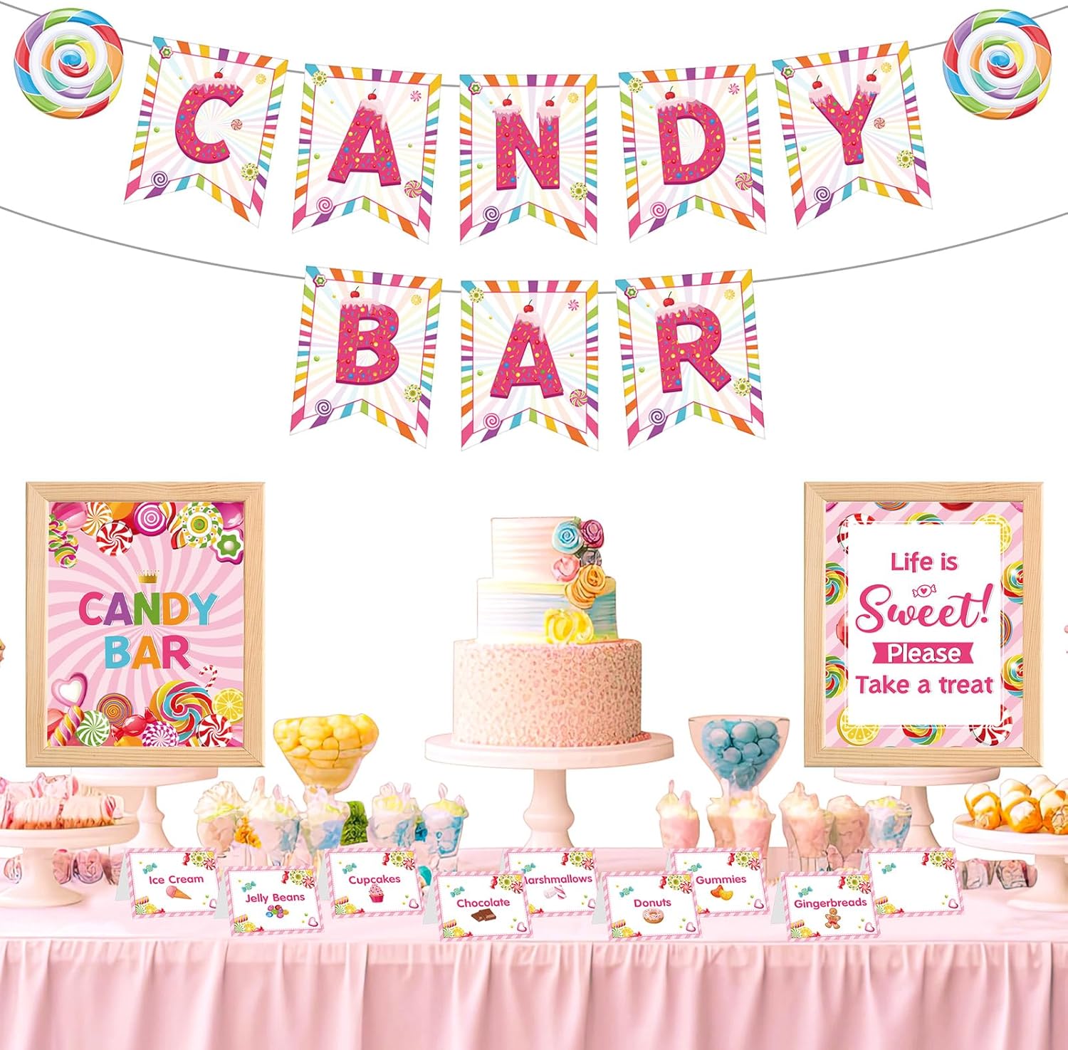 Amazon.com: Outus 32 Pcs Candy Bar Decorations Kit Candy Bar Banner ...