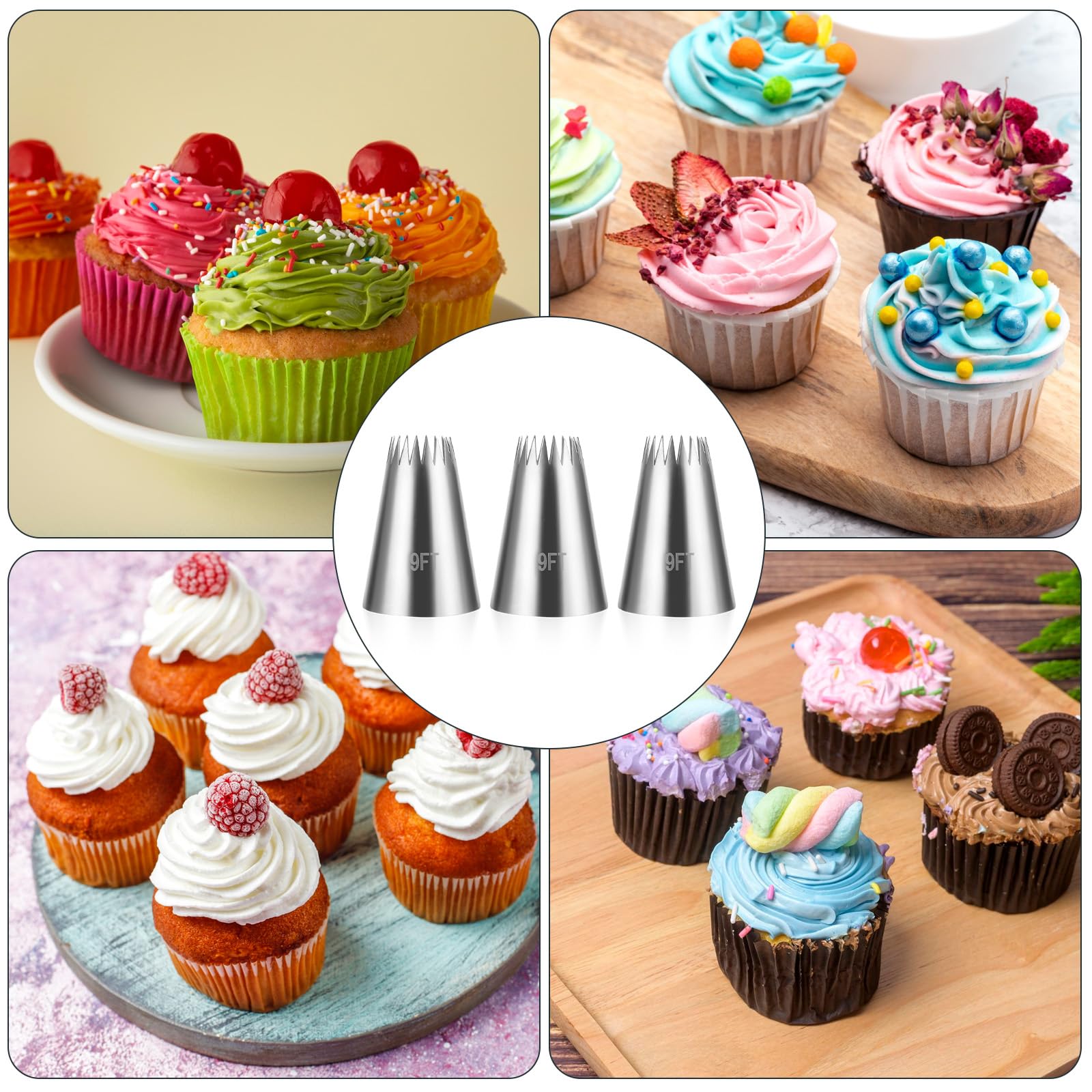 Snapklik.com : 3 Pcs Churro Piping Tip 9FT Icing Tip Open Star Pastry ...