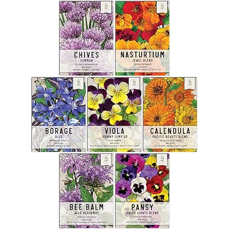 Amazon.com : Edible Flower Seeds Variety 7 Pack — Nasturtium, Viola ...