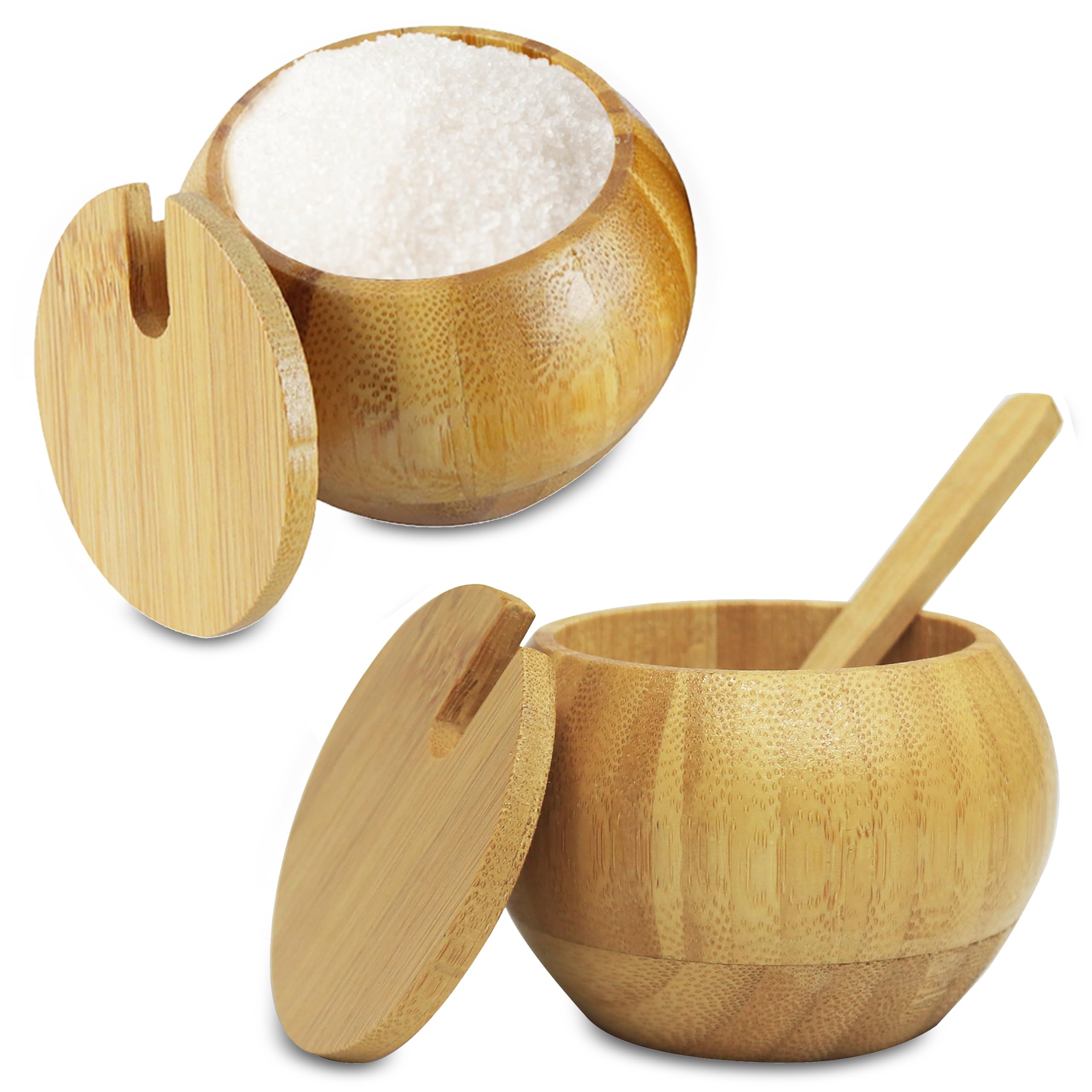 Amazon.com: Trec Tech Bamboo Salt Cellar with Lid and Spoon Set of 2 ...