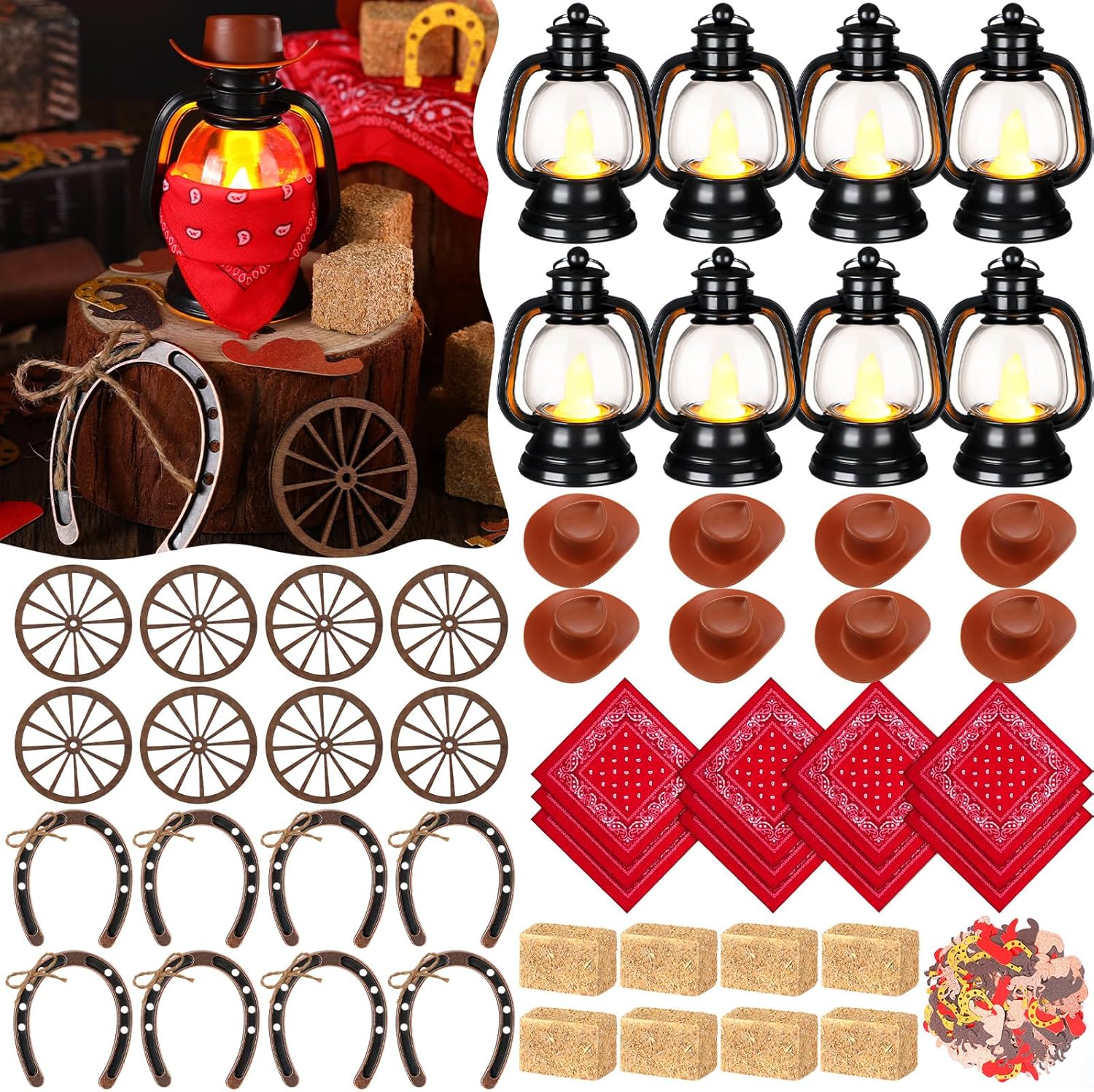 Amazon.com: Arrowbash 73 Pcs Western Party Decoration Mini Cowboy ...