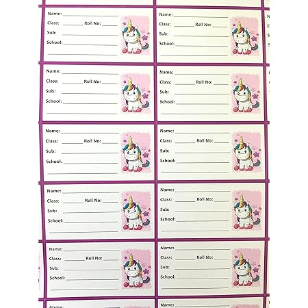 DaSync SYNC Unicorn Name Slips for School Notebook 35 Pieces Labels ...