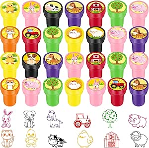 Amazon.com: Gueevin 60 Pcs Farm Animals Assorted Stamps for Kids Self ...